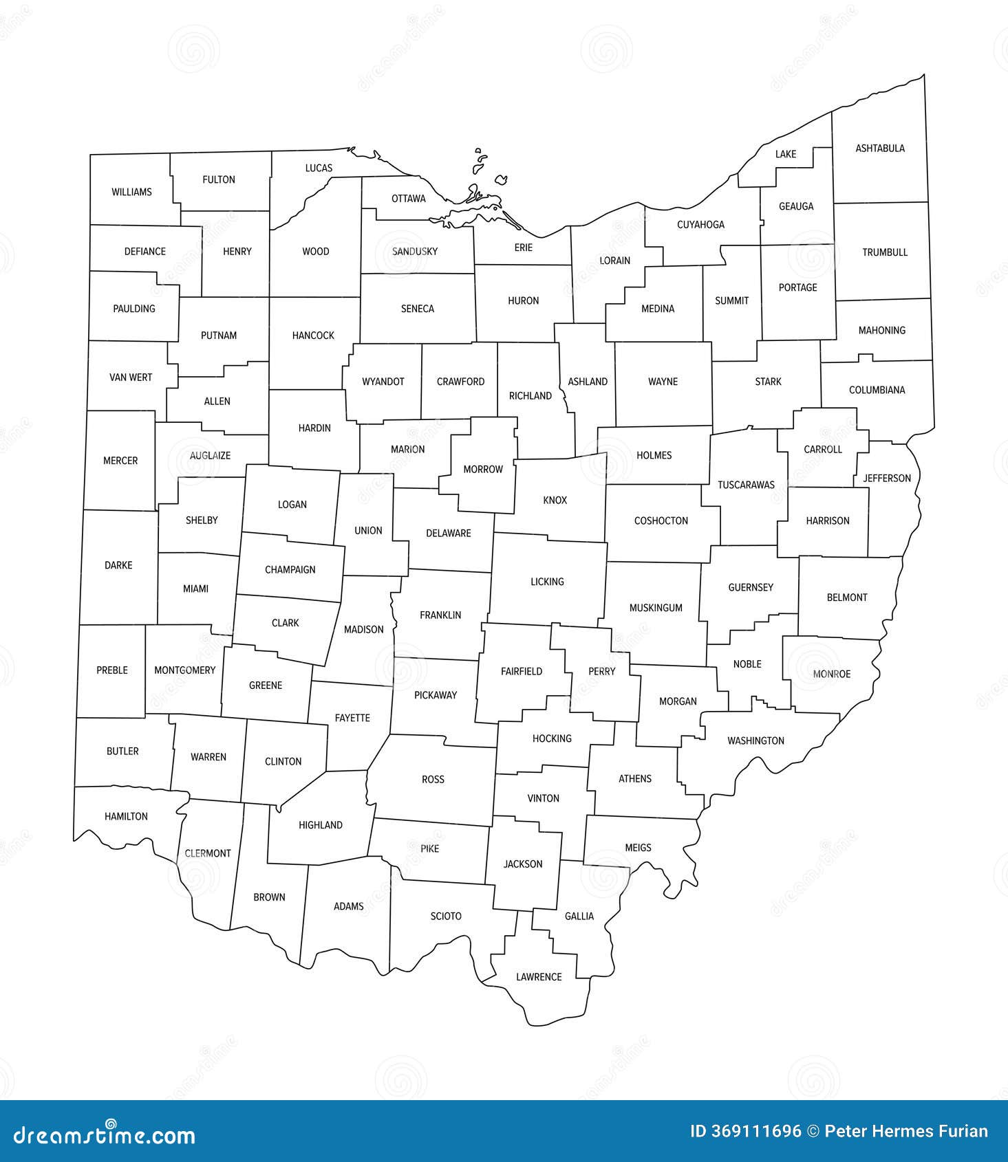 Ohio Counties Map Vector Illustration | CartoonDealer.com #18617356