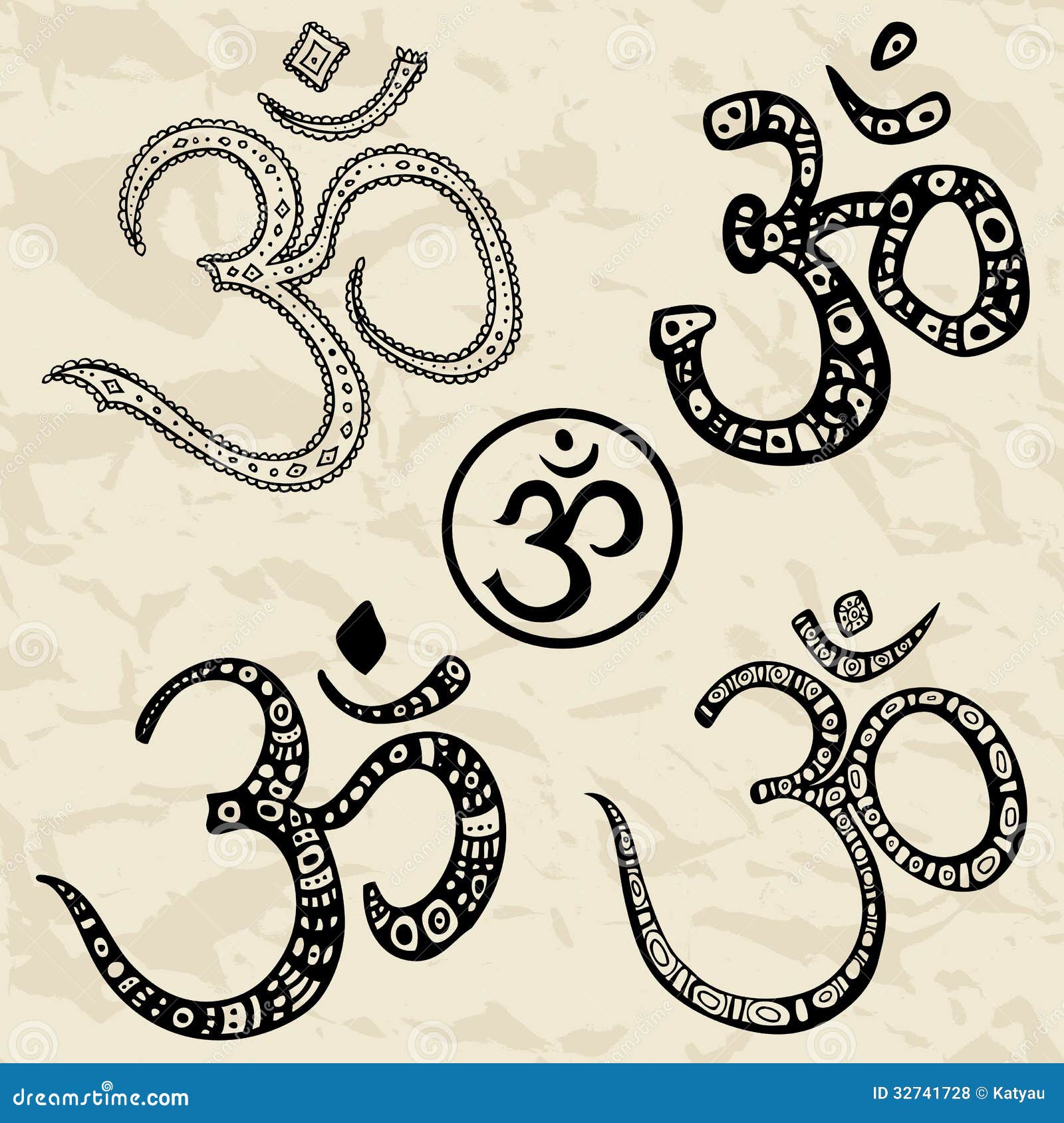 Ohm. Om Aum Symbool. Hand Getrokken Illustratie. Stock Illustratie ...