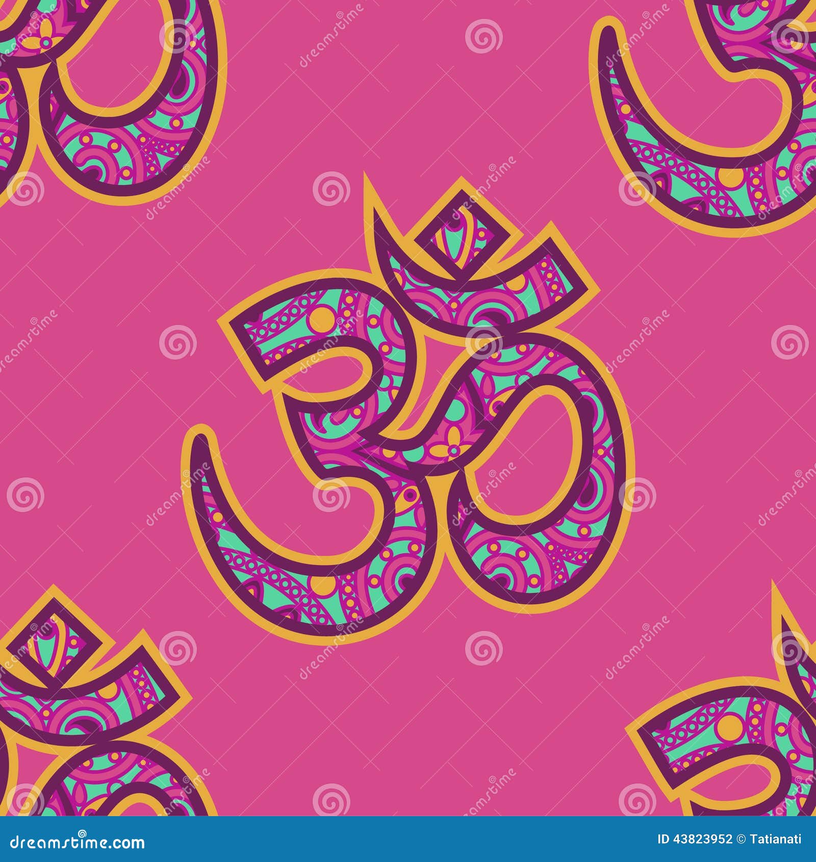 Ohm pattern on pink stock vector. Illustration of india - 43823952