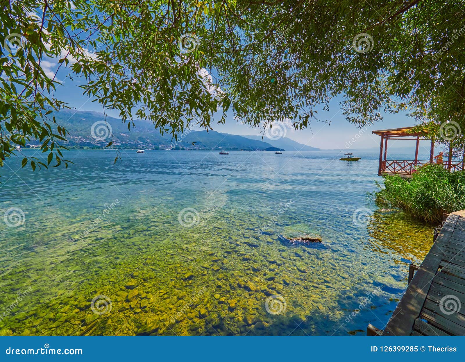 Ohrid lake, Macedonia stock image. Image of church, boat - 126399285