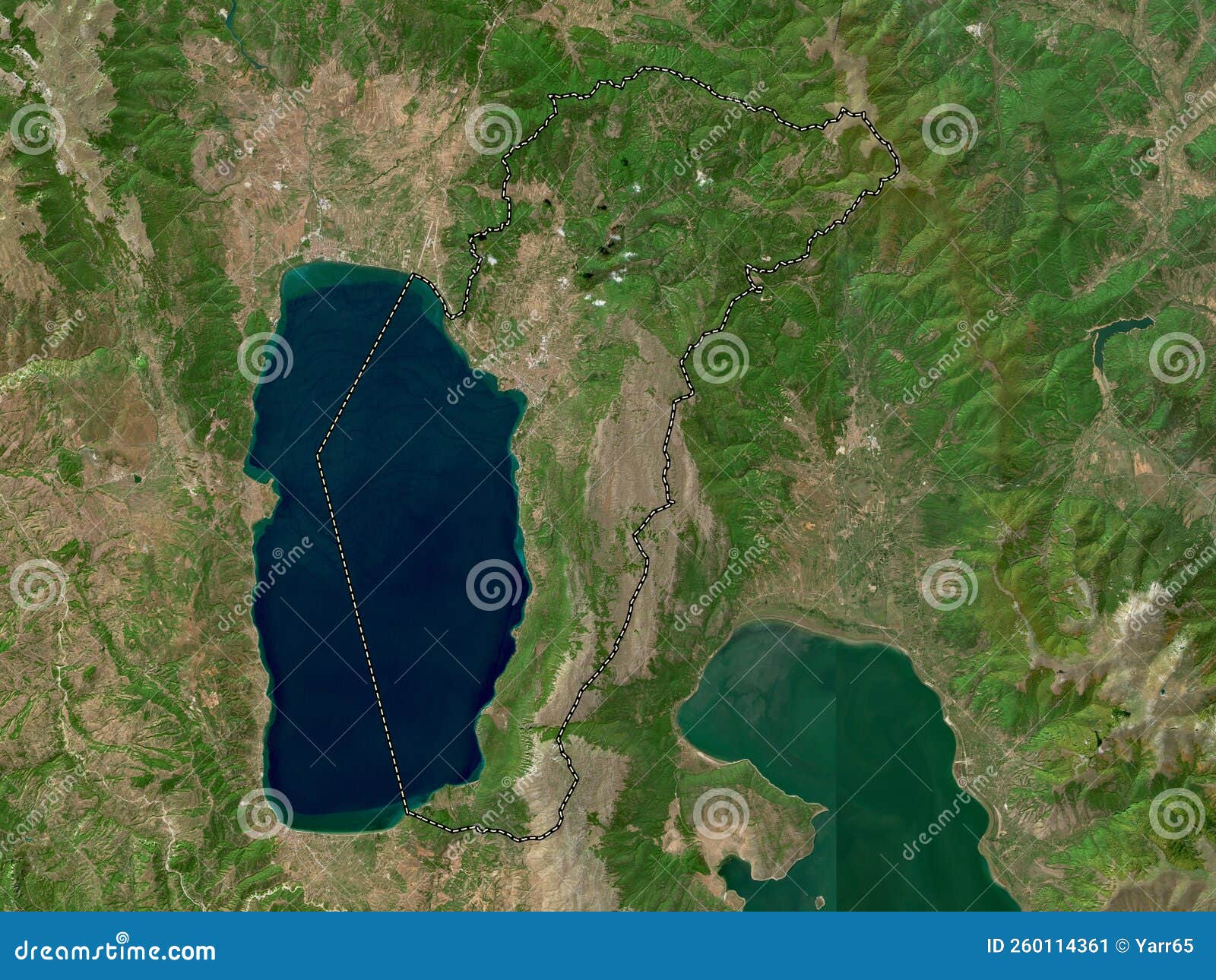 Ohrid, Macedonia. Low-res Satellite. No Legend Stock Image - Image of ...
