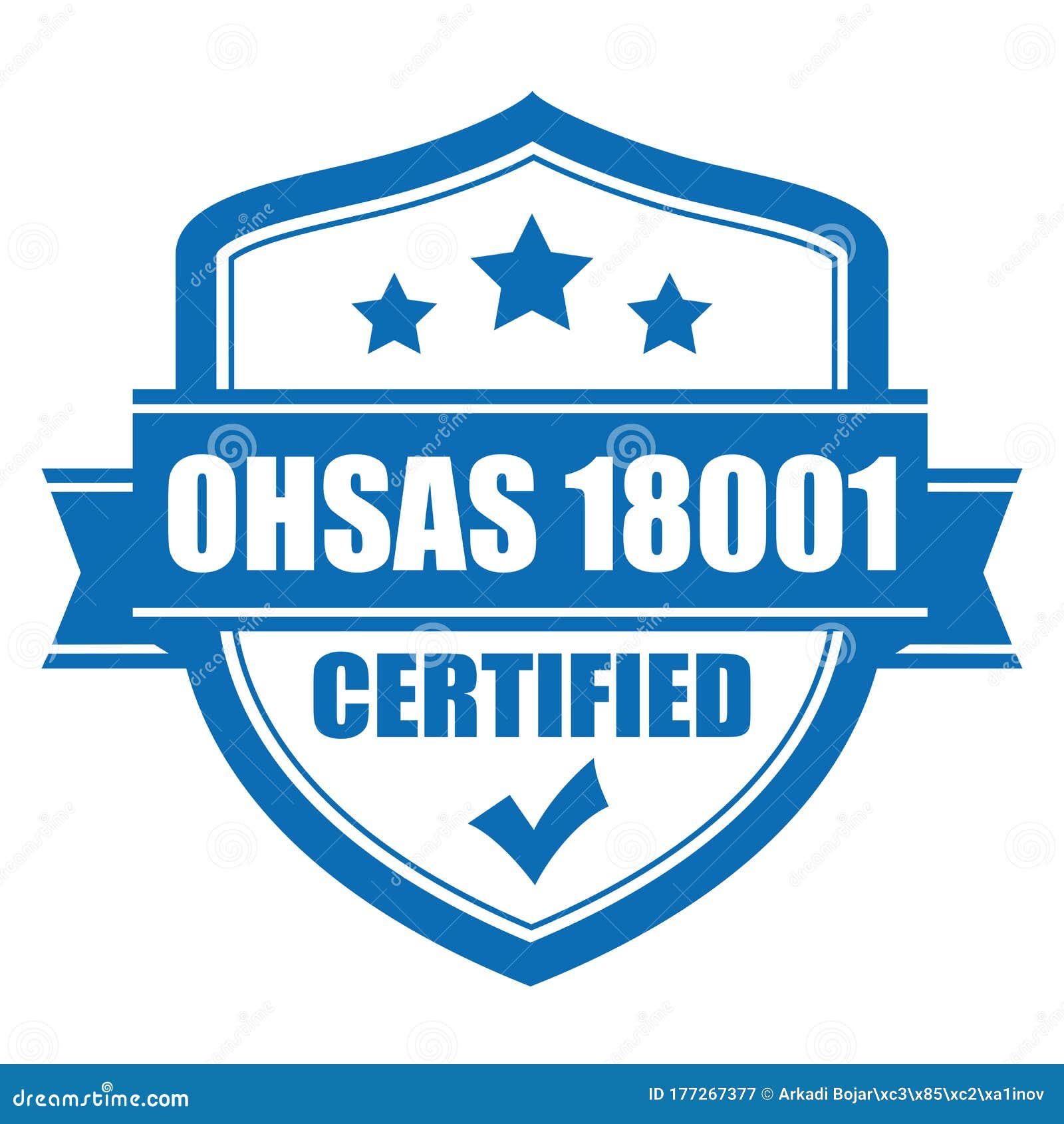 Ohsas 18001 certified icon stock vector. Illustration of label - 177267377