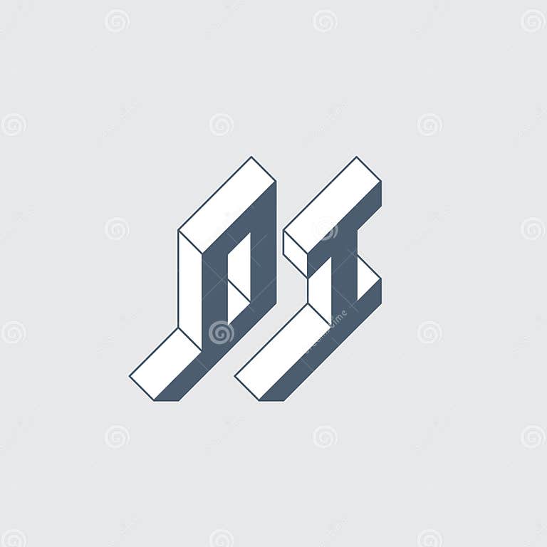 OI - 2-letter Code. Isometric 3d Font for Design. O and I - Monogram or ...