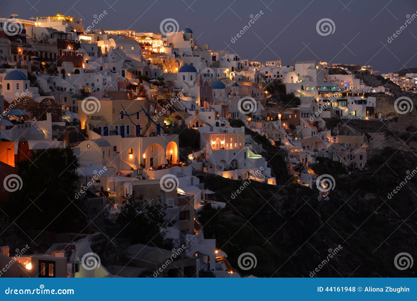 Oia at night stock photo. Image of tourist, lights, light - 44161948