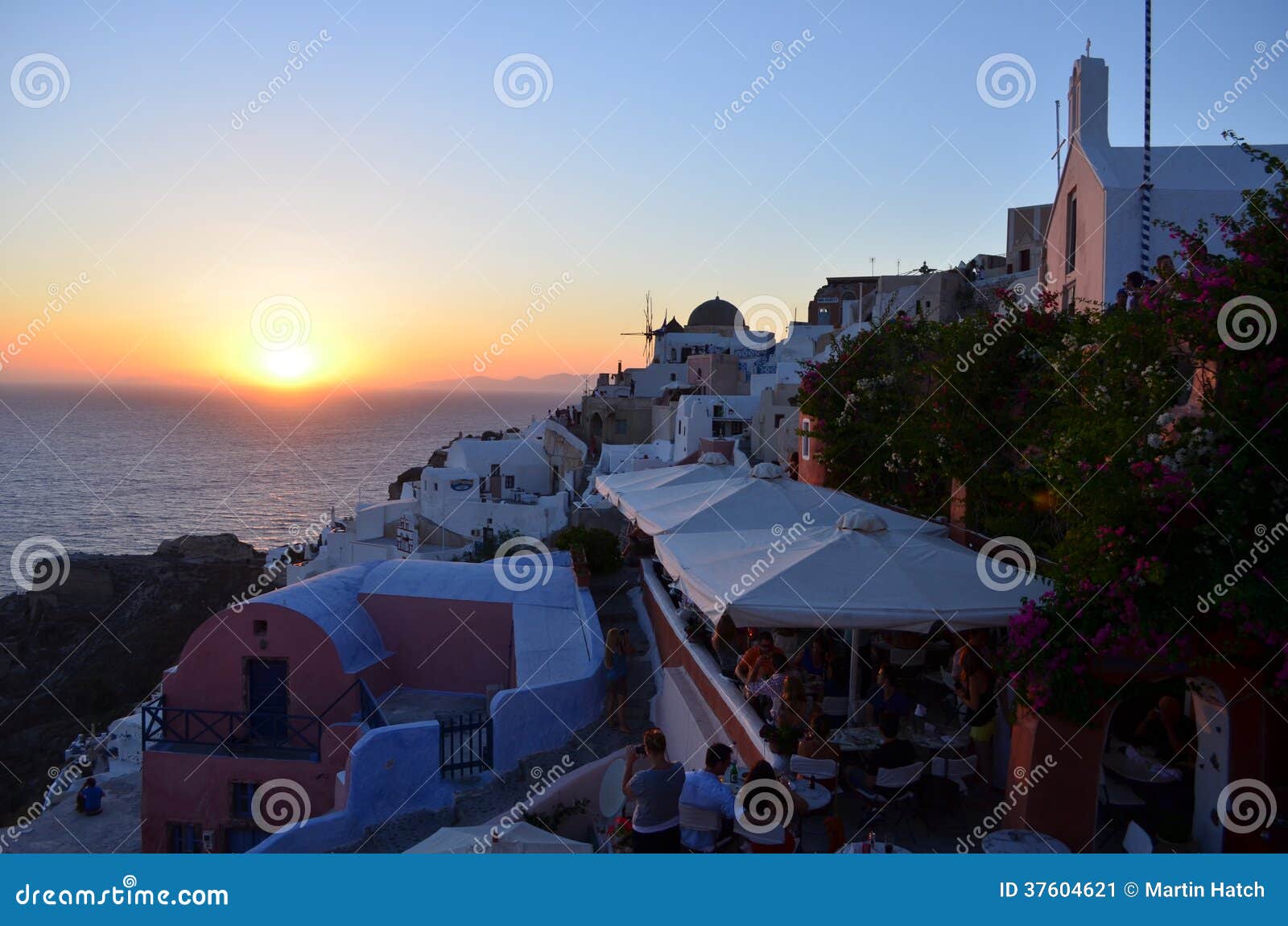 Oia Sunset editorial photo. Image of windmill, santorini - 37604621