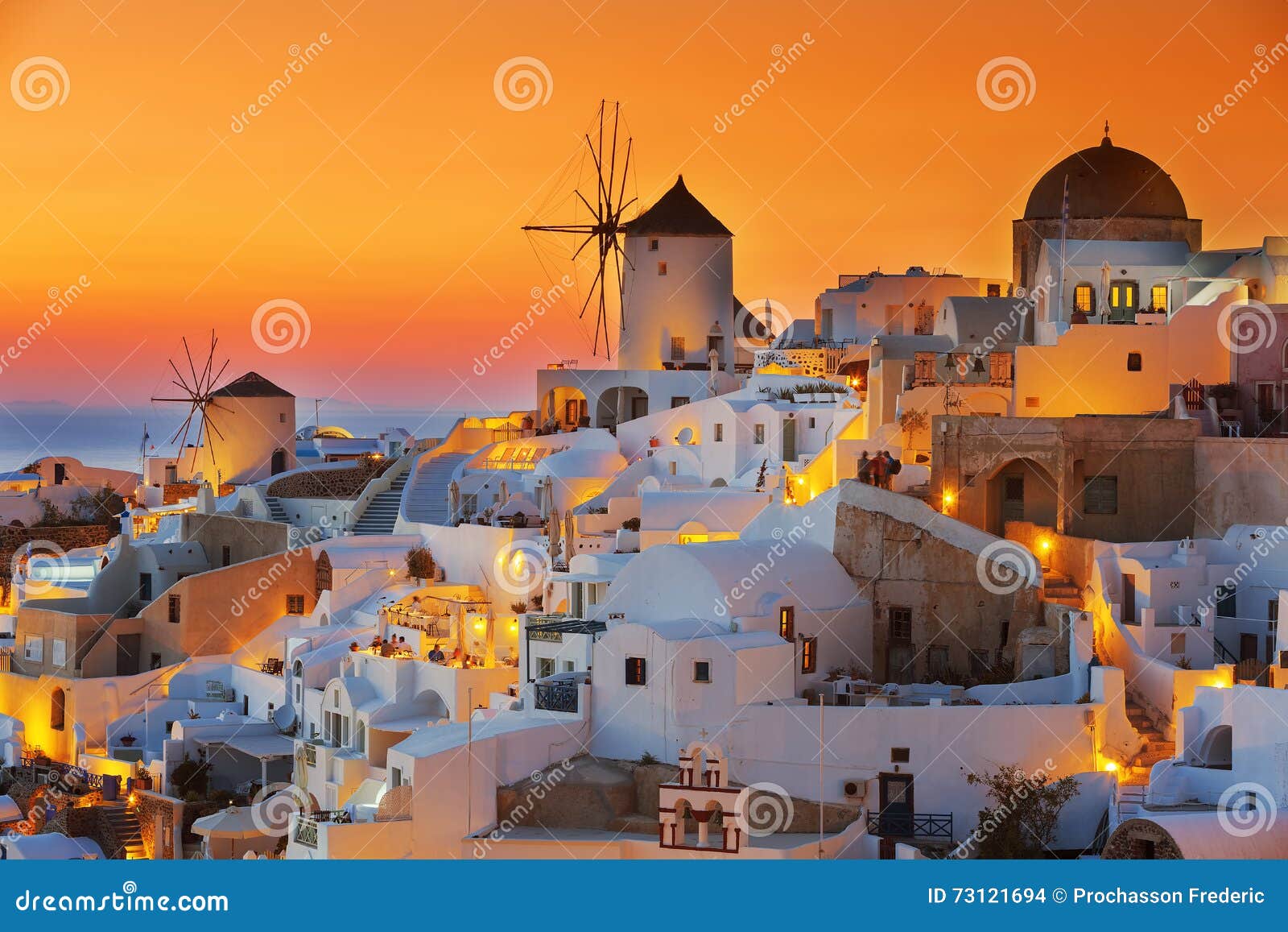 Oia at sunset stock photo. Image of beautiful, town, greek - 73121694