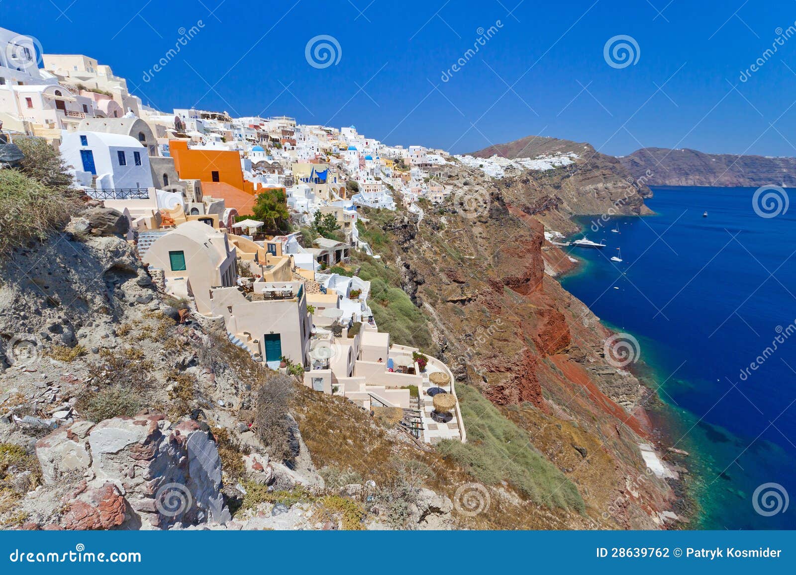 Oia Town on Volcanic Santorini Island Stock Photo - Image of nature ...