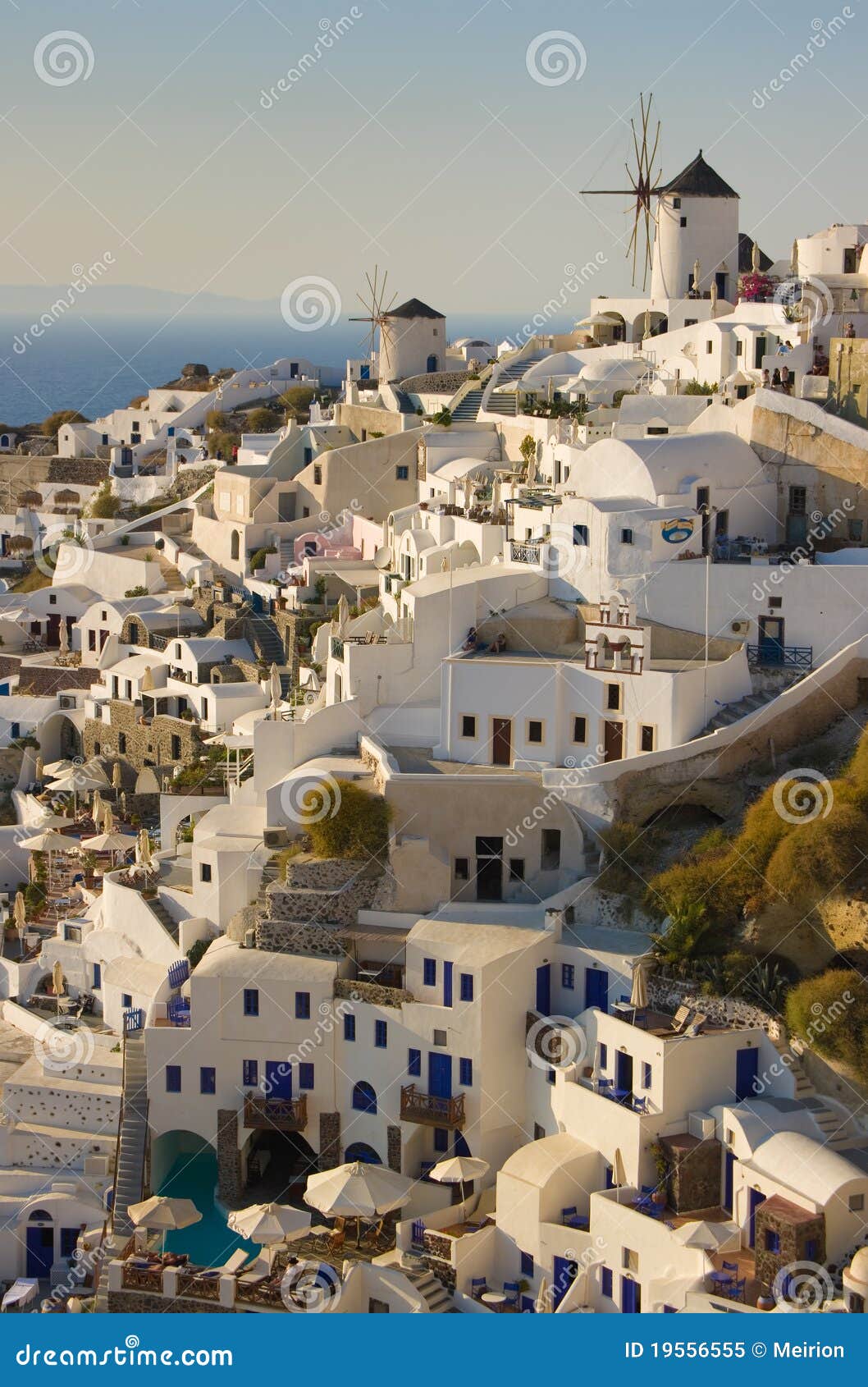 Oia village stock image. Image of tourism, santorini - 19556555