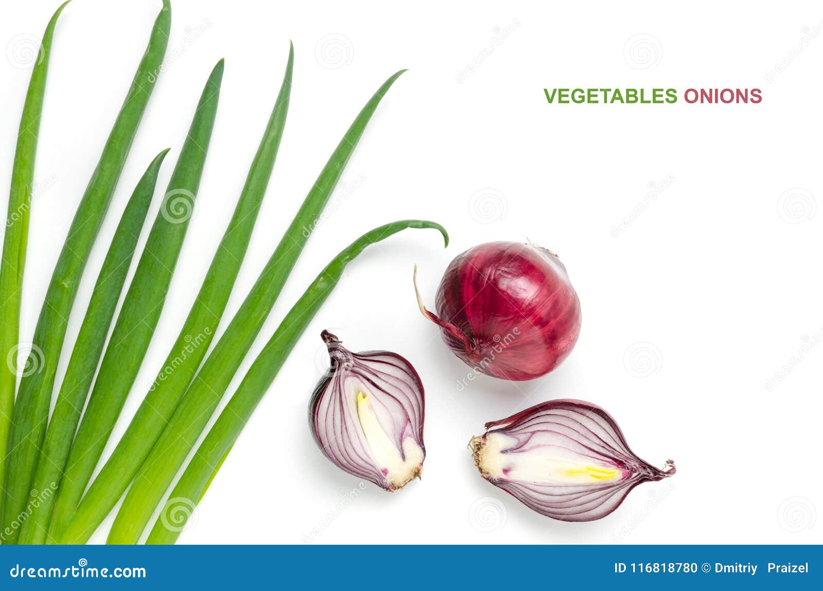 Oignons Verts Et Oignons Rouges Sur Le Fond Blanc Photo stock - Image ...