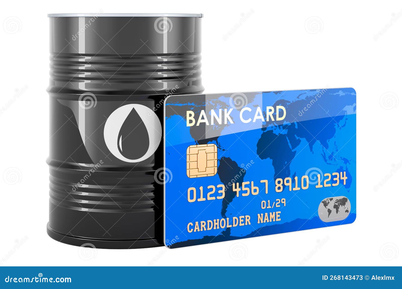 Oil Barrel with Credit Card, 3D Rendering Stock Illustration ...