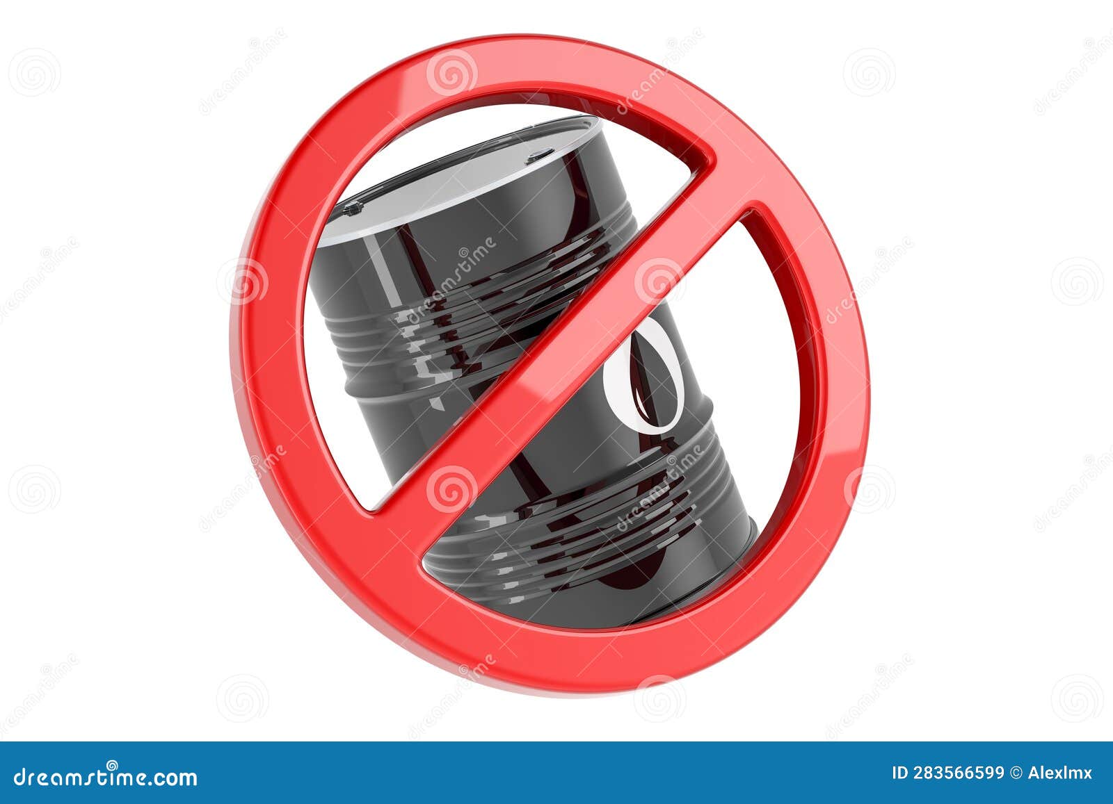 Oil Barrel with Prohibited Symbol, 3D Rendering Stock Illustration ...
