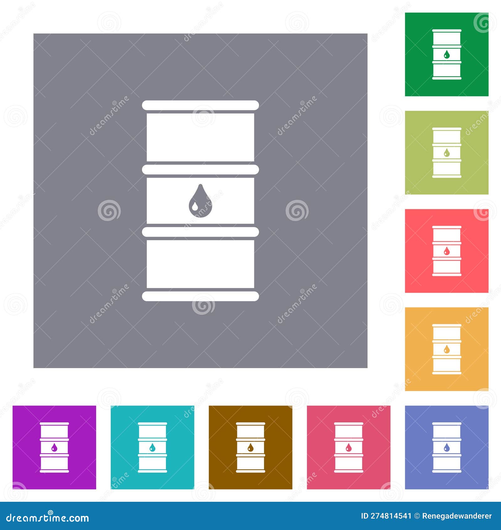 Oil Barrel Square Flat Icons Stock Vector - Illustration of fluid ...