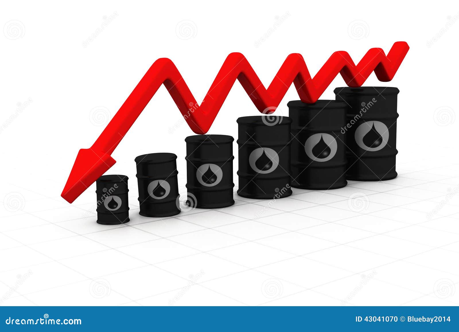 Oil Barrels And Red Arrow Chart On White Background, Down Trend Cartoon Vector | CartoonDealer ...
