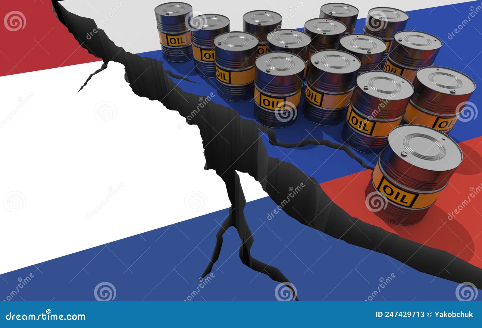 Oil Sanctions Against Russia Conceptual 3d Illustration Stock