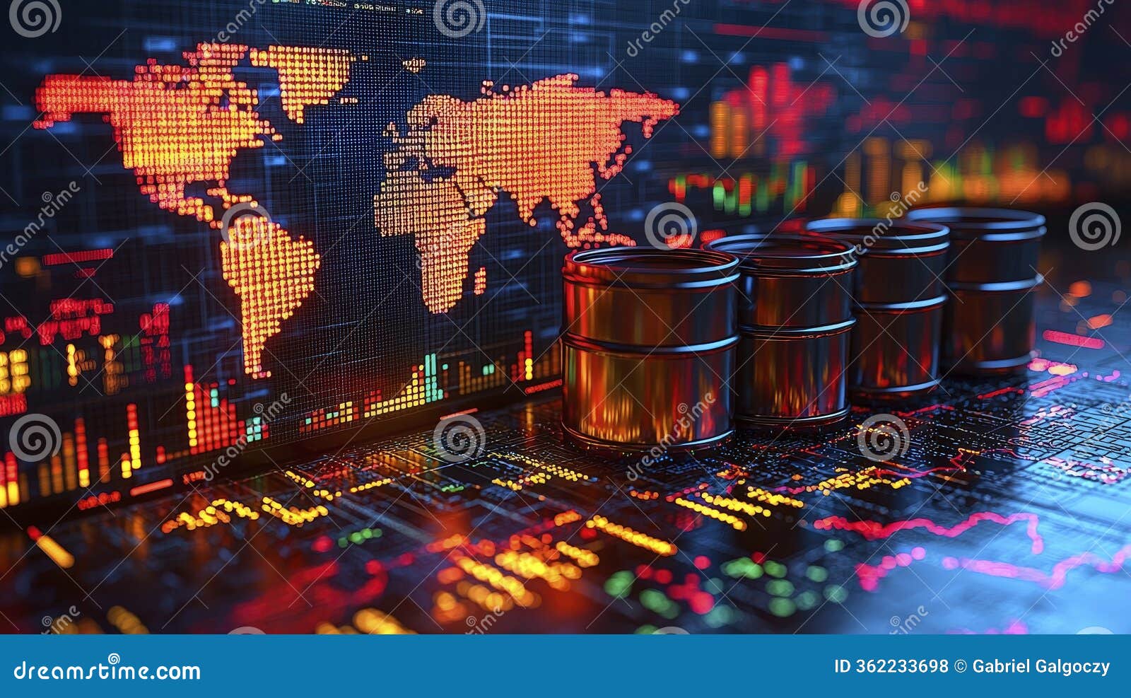World Map With Oil Barrels Aligning Major Oil-producing Countries ...