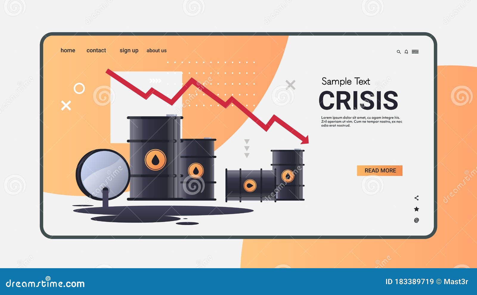 Oil Barrels and Downward Chart Arrow Falling Price Decrease of Petroleum Costs Crisis Concept ...
