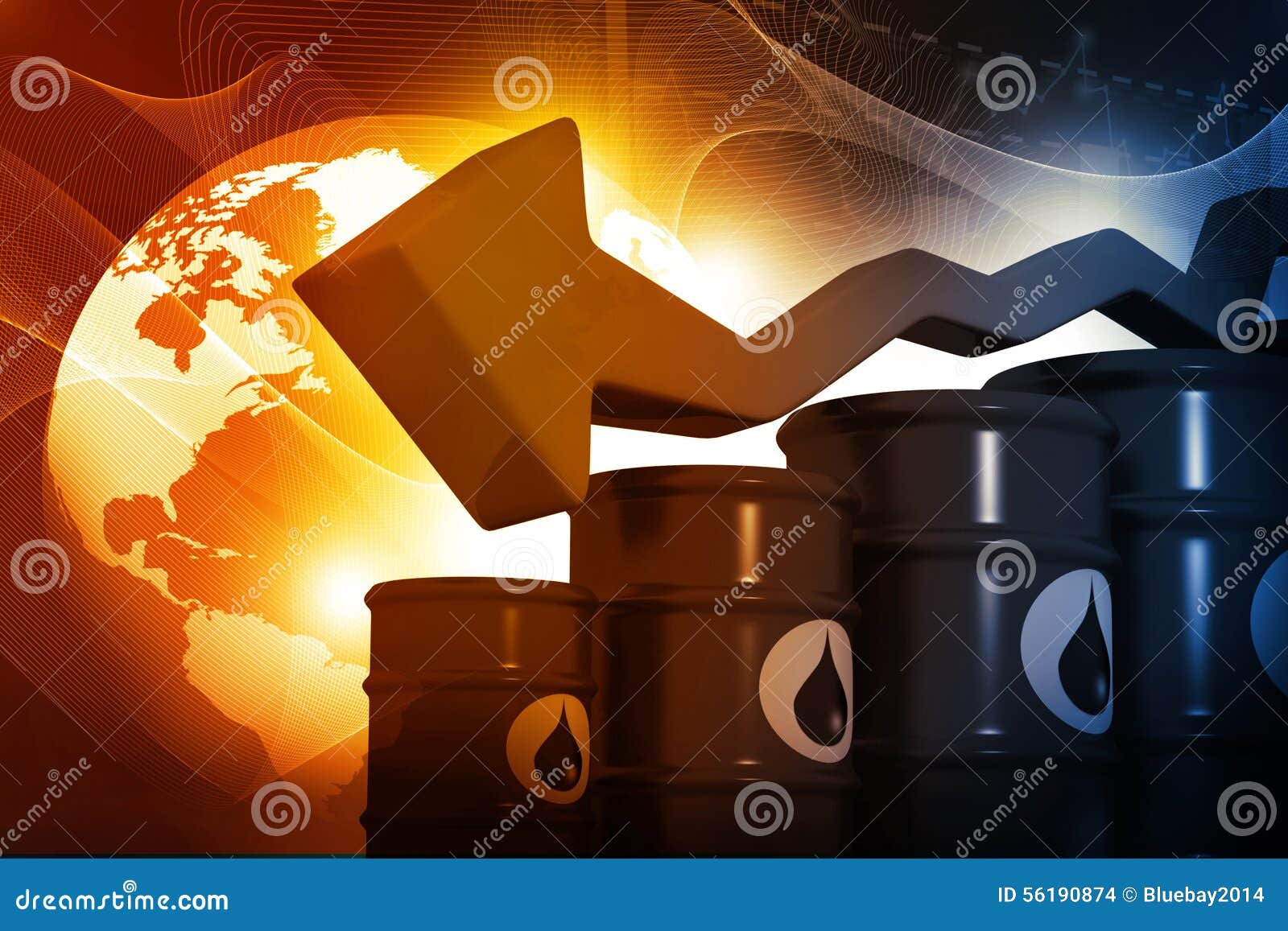 Oil Barrels with Falling Oil Price Graph Stock Illustration ...