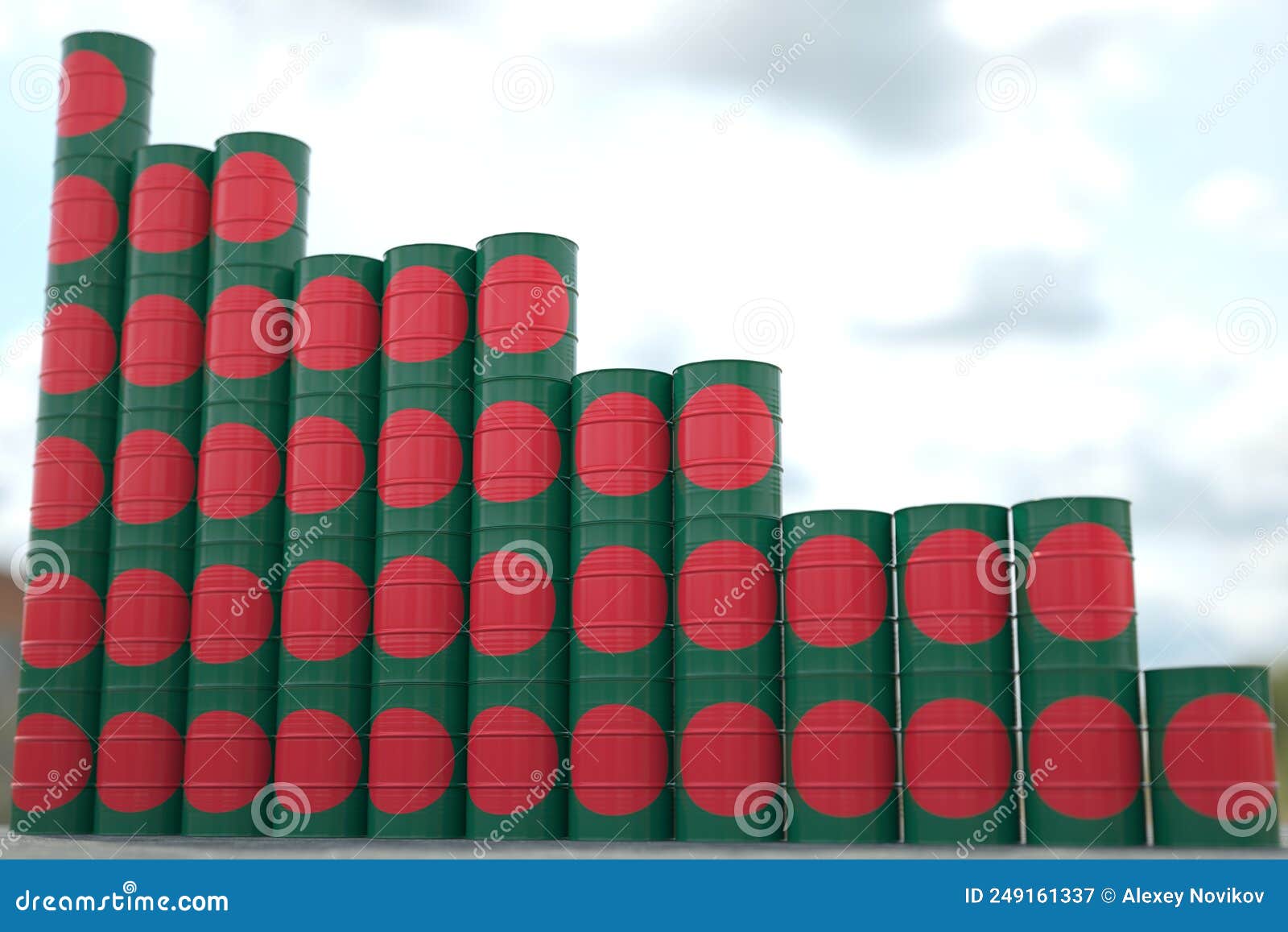 Oil Barrels with Flag of Bangladesh Form Downward Trend. Petroleum ... Oil Barrels with Flag of Bangladesh Form Downward Trend. Petroleum ...
