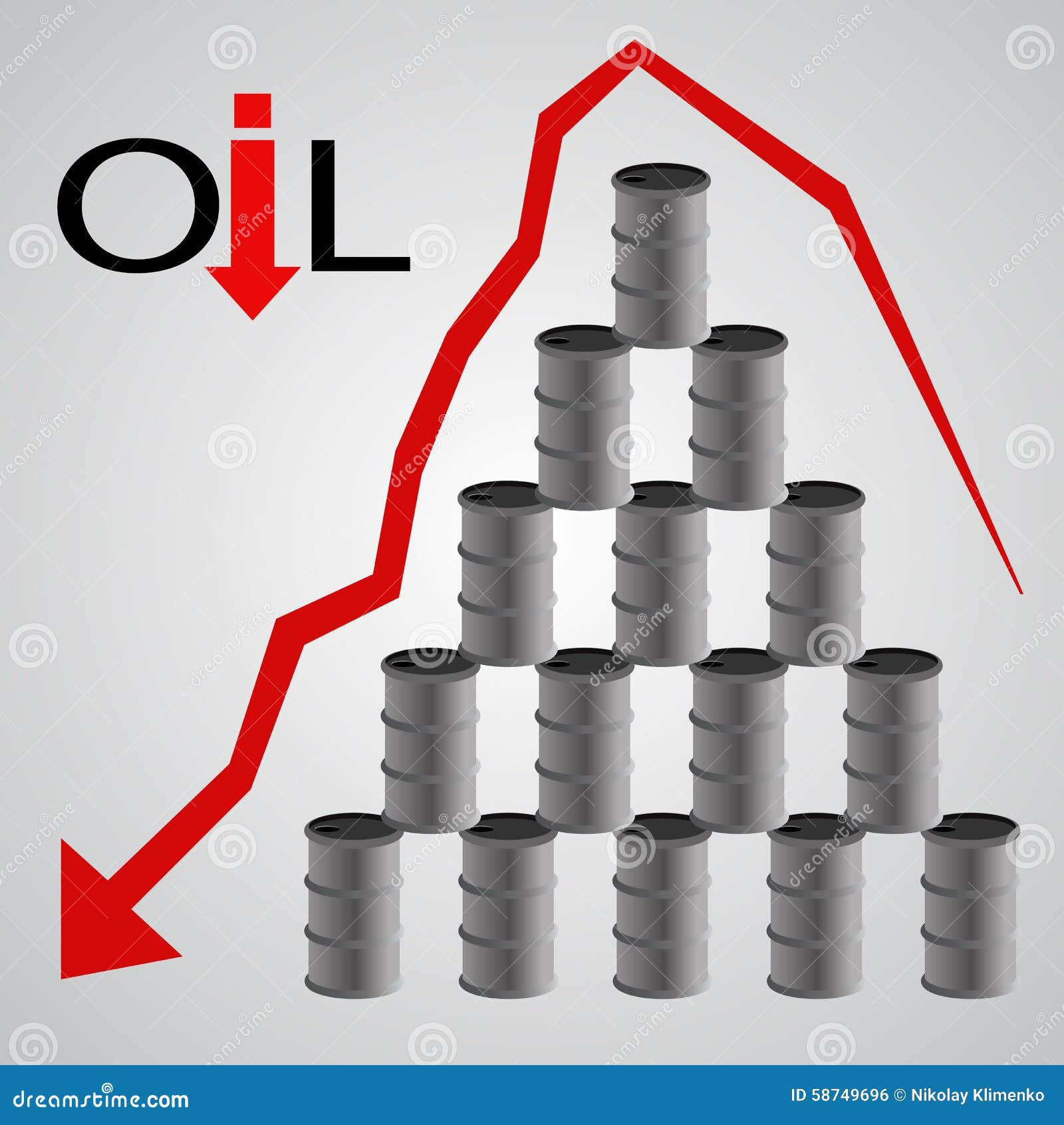 Oil Barrels Pyramid with Red Arrow Eps 10 Stock Vector - Illustration ...