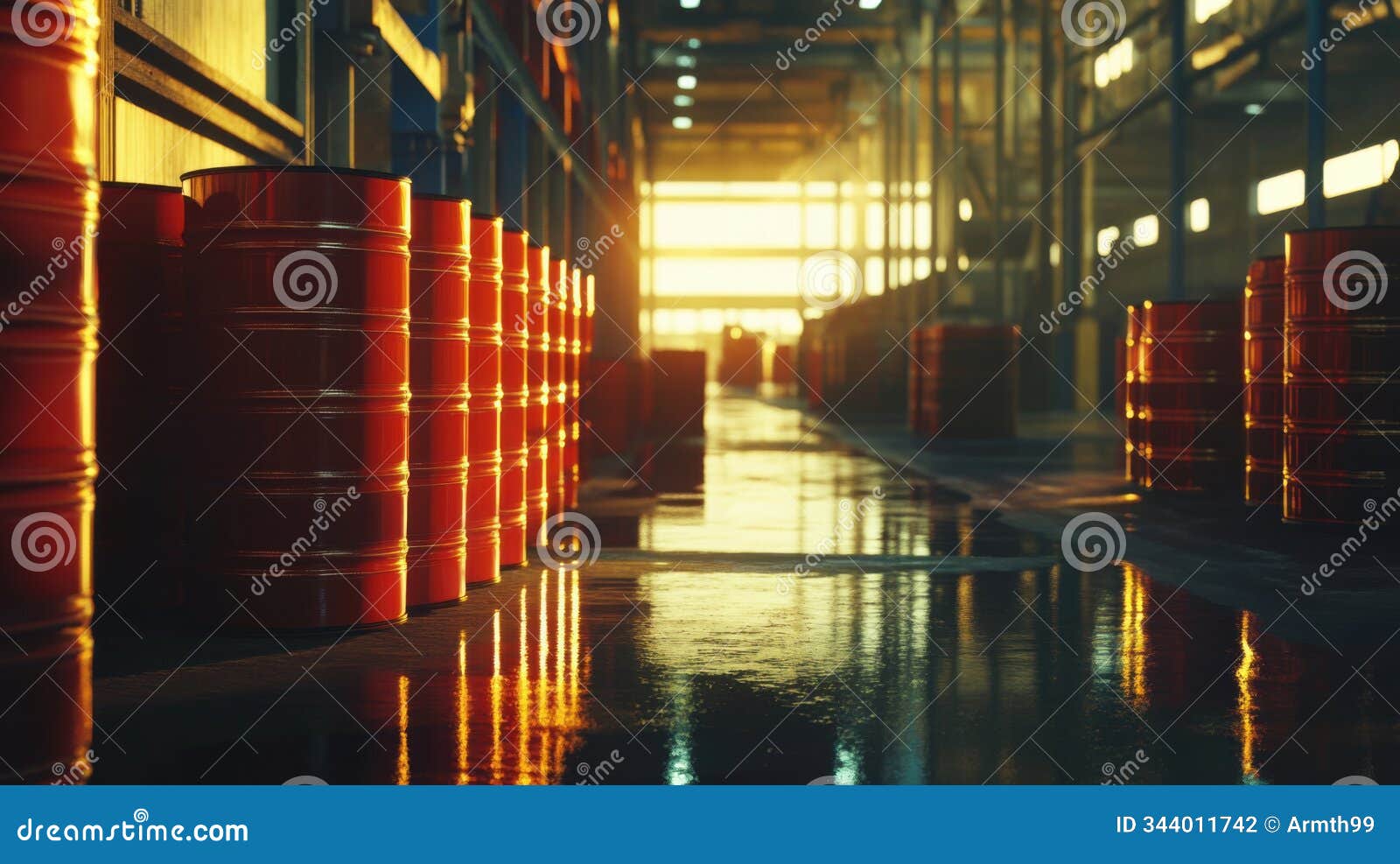 Oil Barrels in the Warehouse. Oil and Gas Industry Stock Illustration ...
