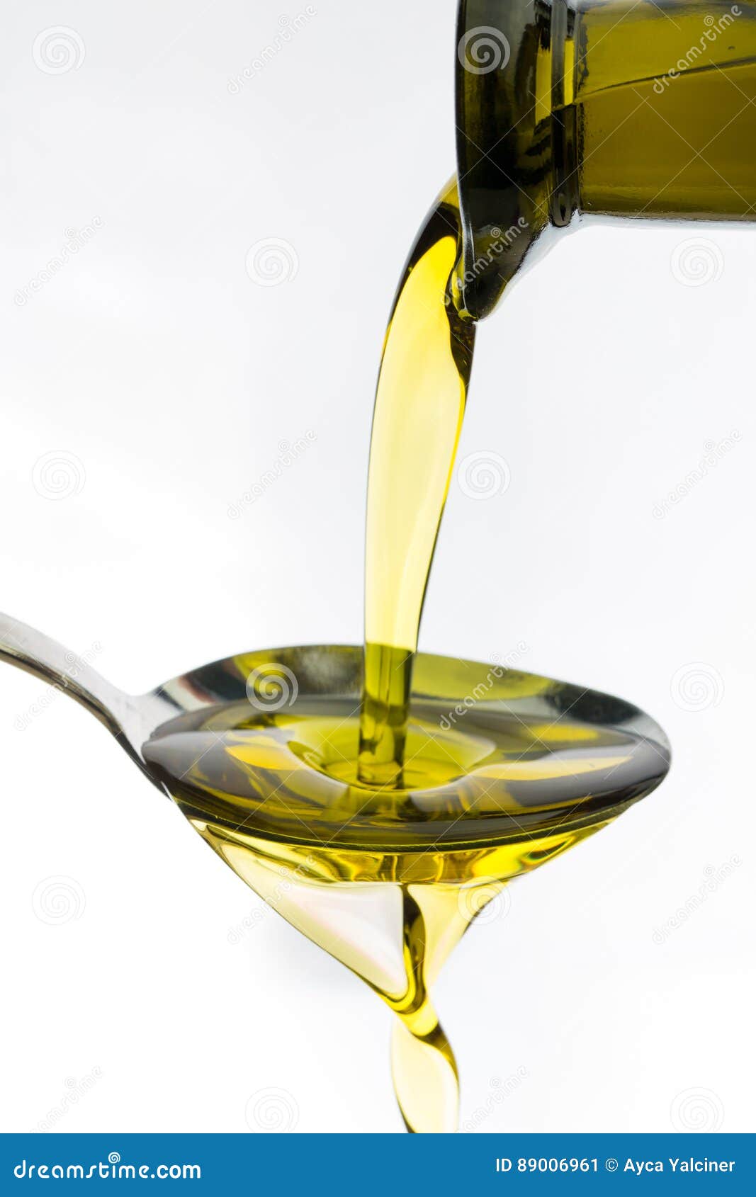 Oil Being Poured Onto a Spoon Stock Image - Image of liquid, healthy ...