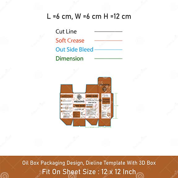 Oil Box Packaging Design, Dieline Template Stock Illustration ...