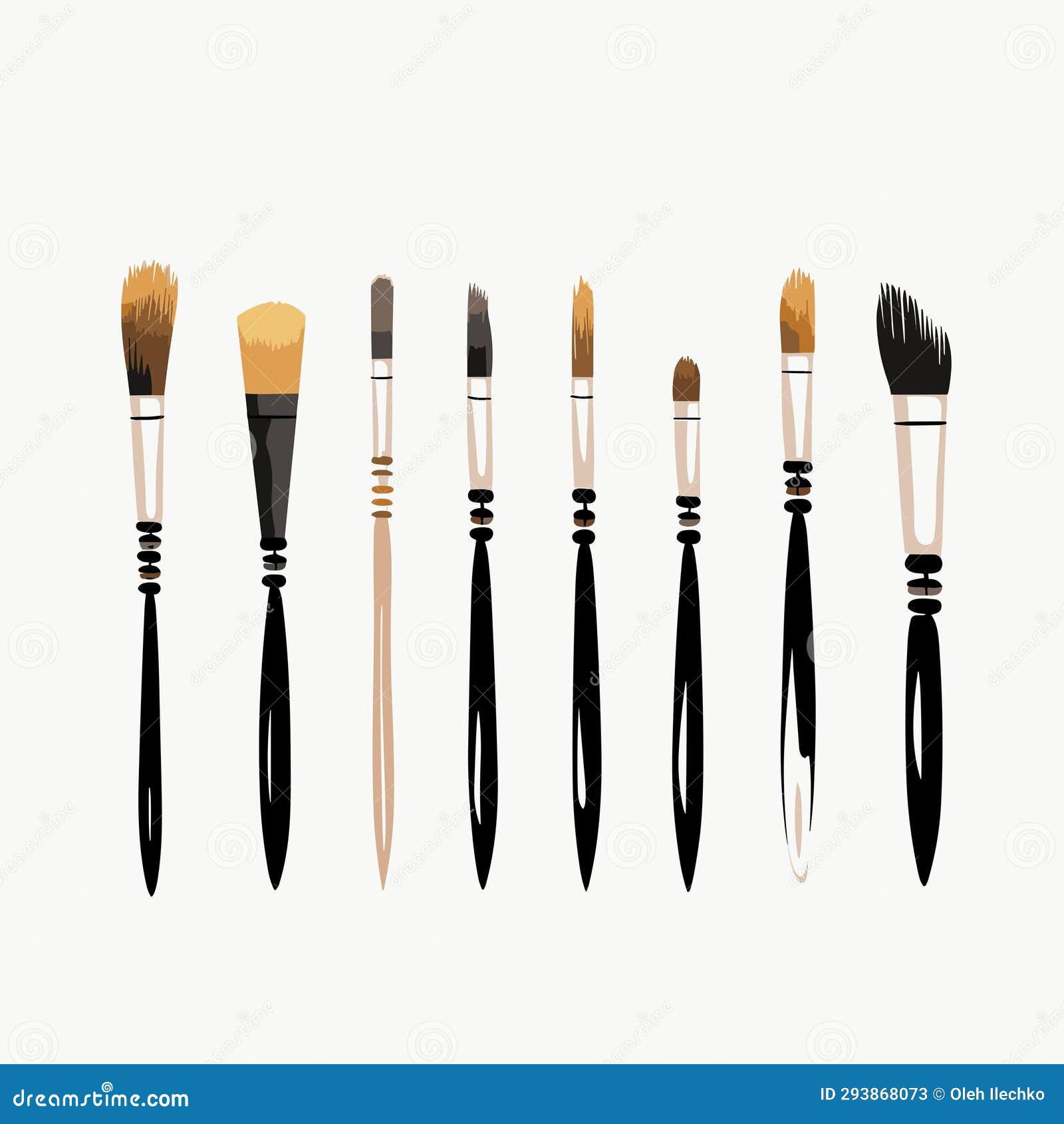 Oil Brushes Set Vector Flat Minimalistic Isolated Illustration Stock ...
