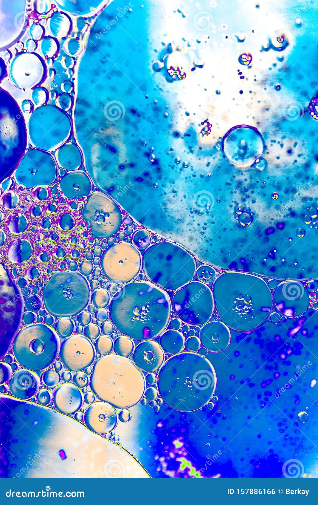 Macro Shot of Water Oil Emulsion Over Colored Background Stock Photo ...