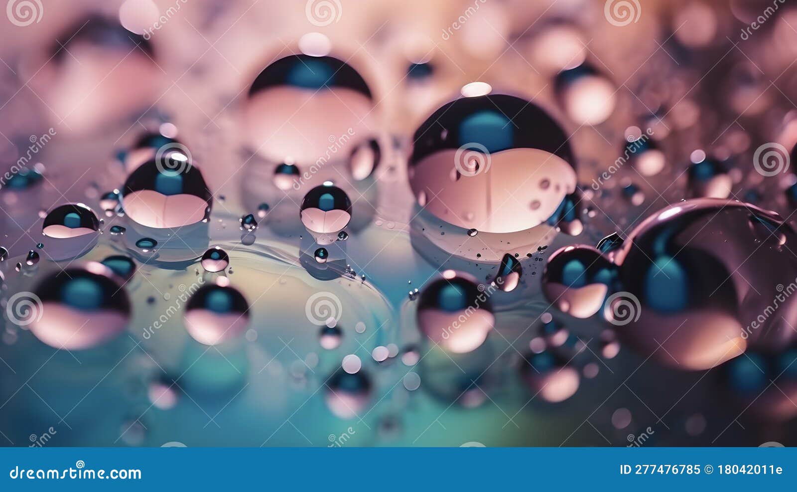 Oil Bubbles in Water on Colorful Background, Close Up, Macro. AI ...