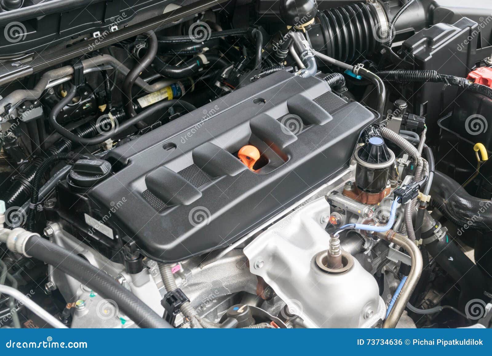 Oil Cap in an Automobile Engine Stock Photo - Image of machine, hose ...