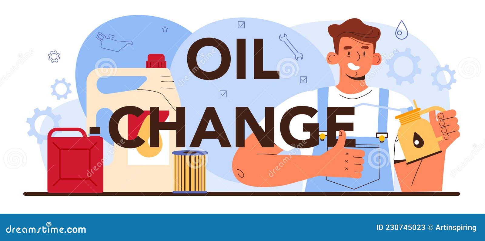 Oil Change Typographic Header. Automobile Components Got Fixed Stock ...