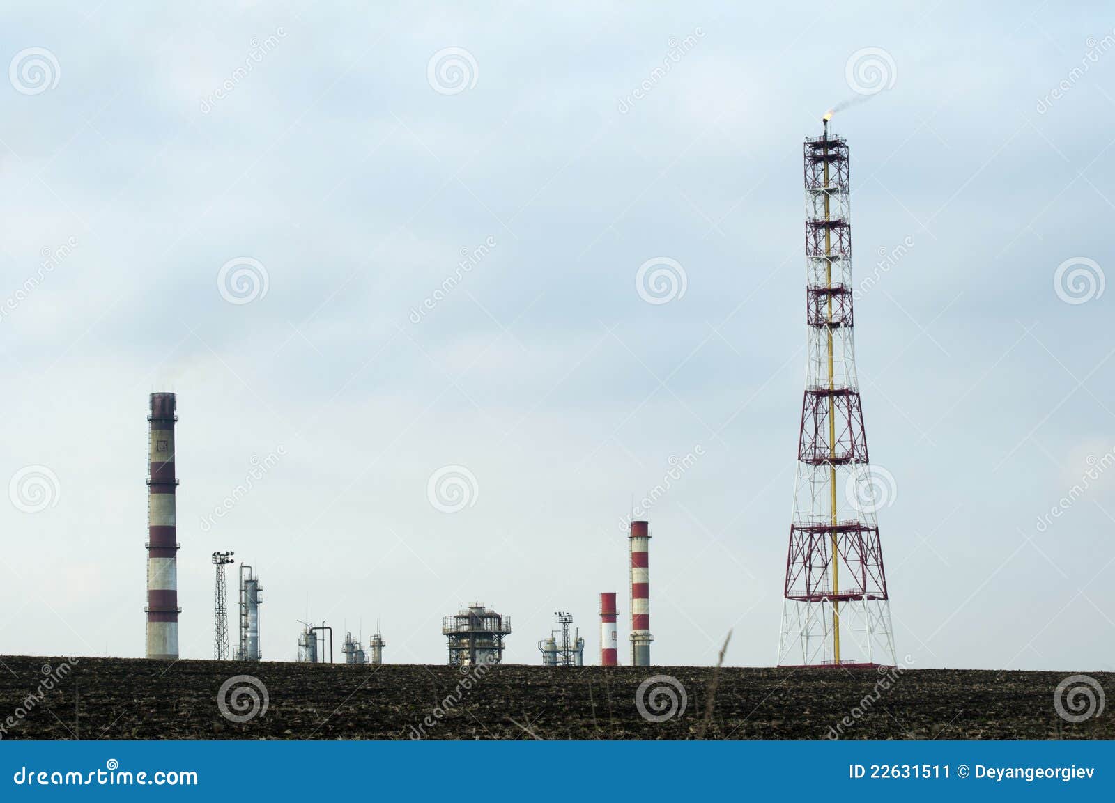 Oil and chemical refinery stock image. Image of chimney - 22631511
