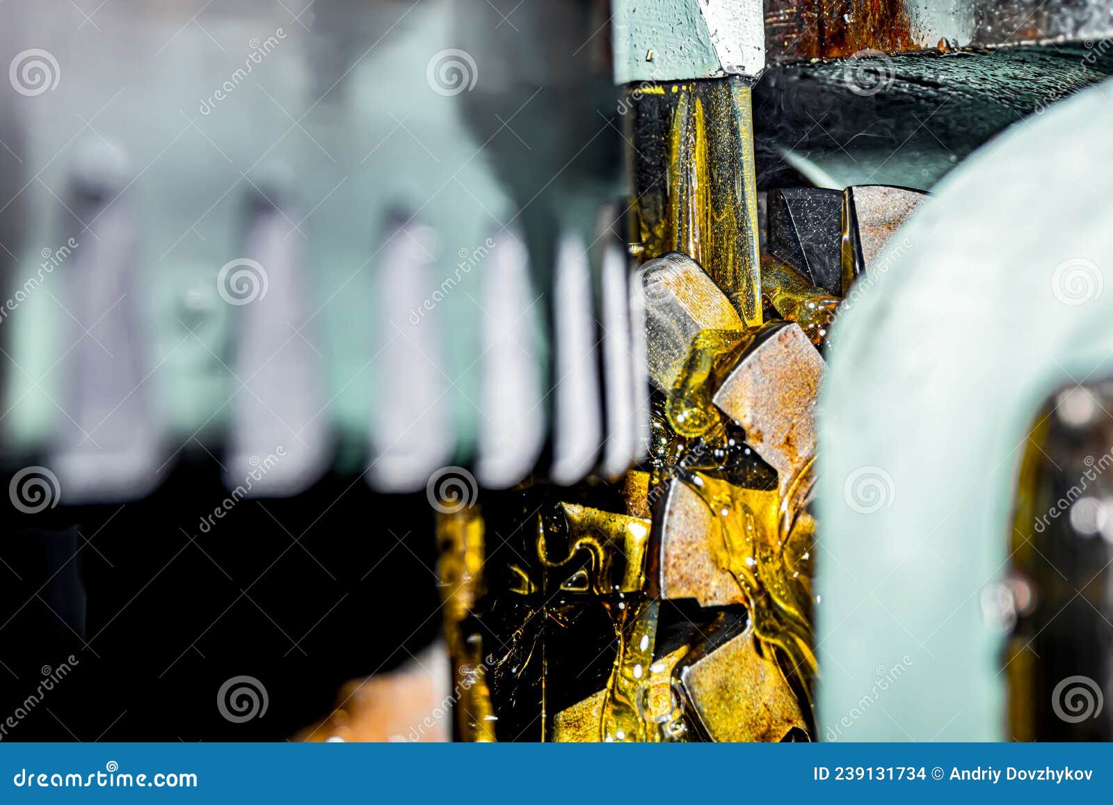 Oil Cools the Worm Cutter when Cutting a Tooth on a Gear Cutter Stock ...