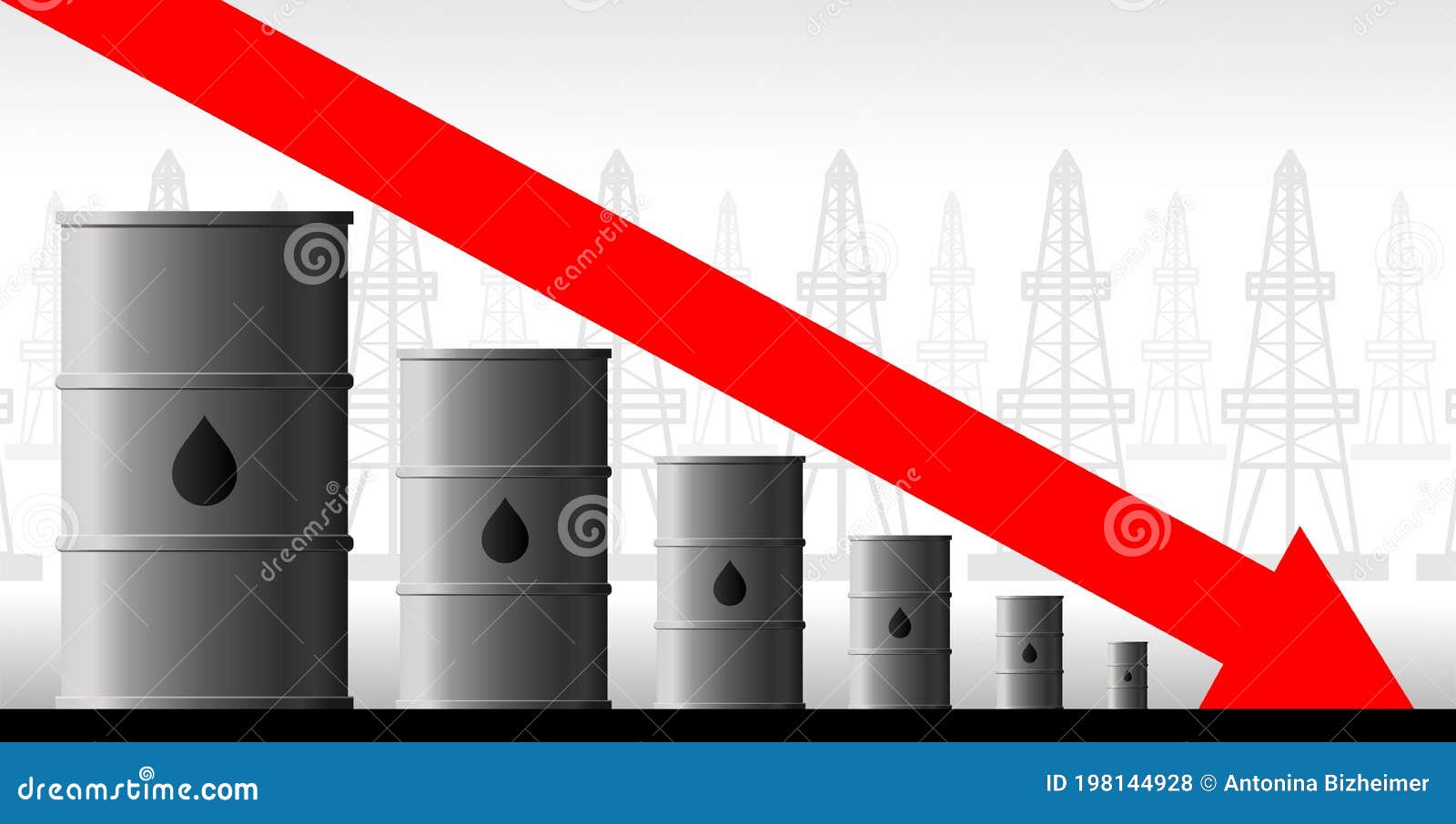 Concept Decrease Colum Chart With Fall Arrow Vector Illustration | CartoonDealer.com #146655128