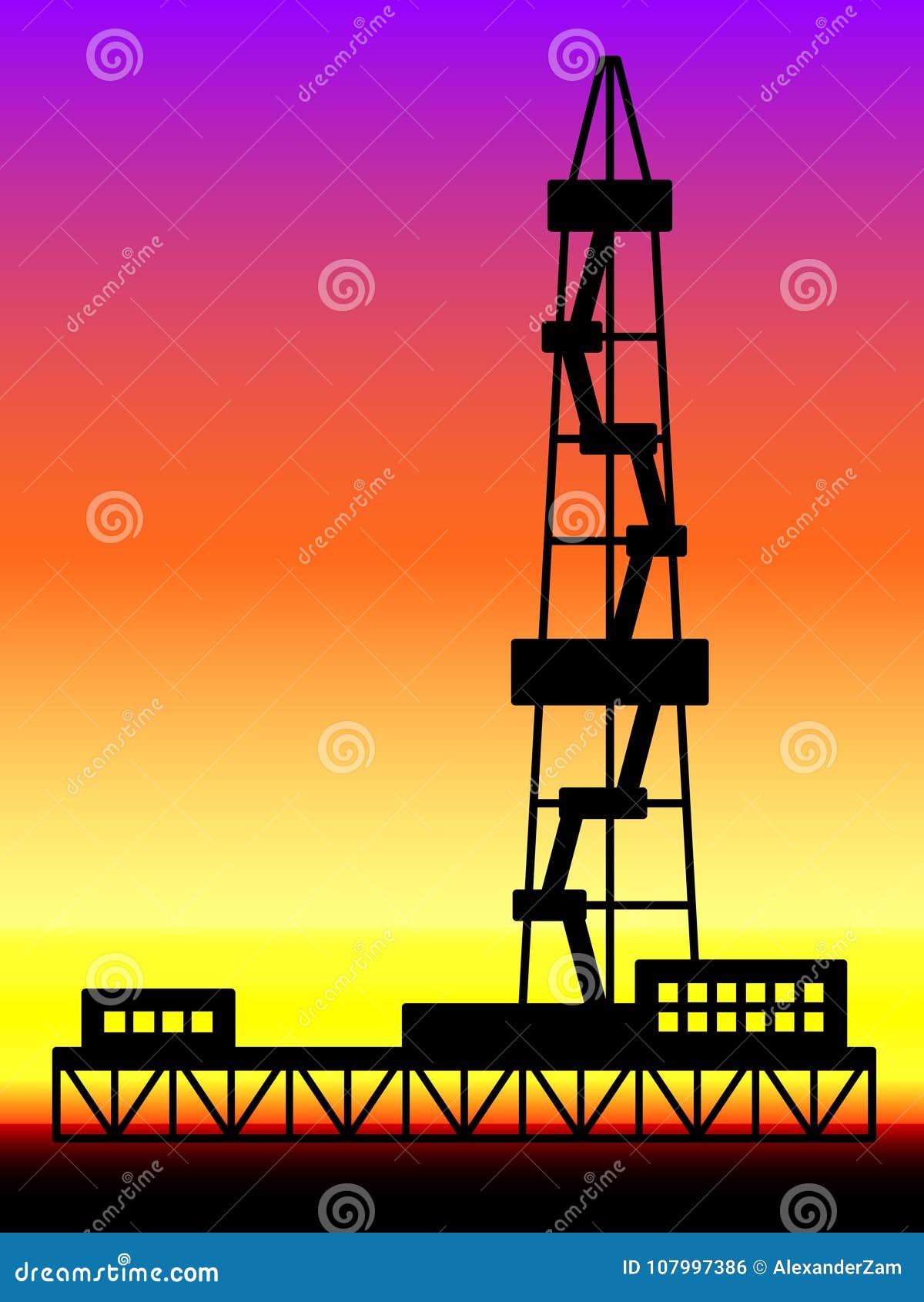 Oil derrick landscape stock vector. Illustration of petroleum - 107997386