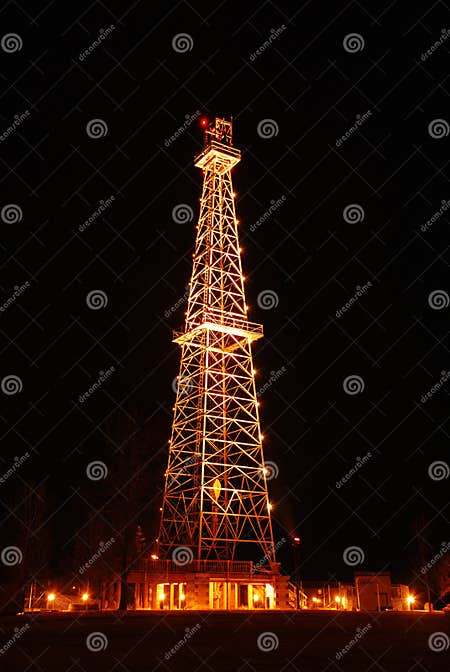 Oil Derrick at Night stock image. Image of drilling, night - 5365743