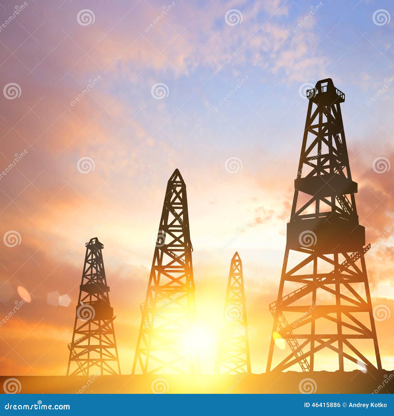 Oil Derricks. Vector Illustration | CartoonDealer.com #46415886