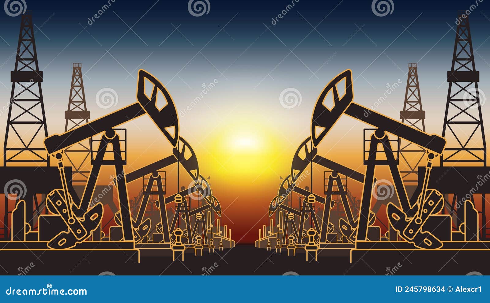 Set Of Sucker Rod Pump Icon Logo For Oil And Gas Industry Vector ...