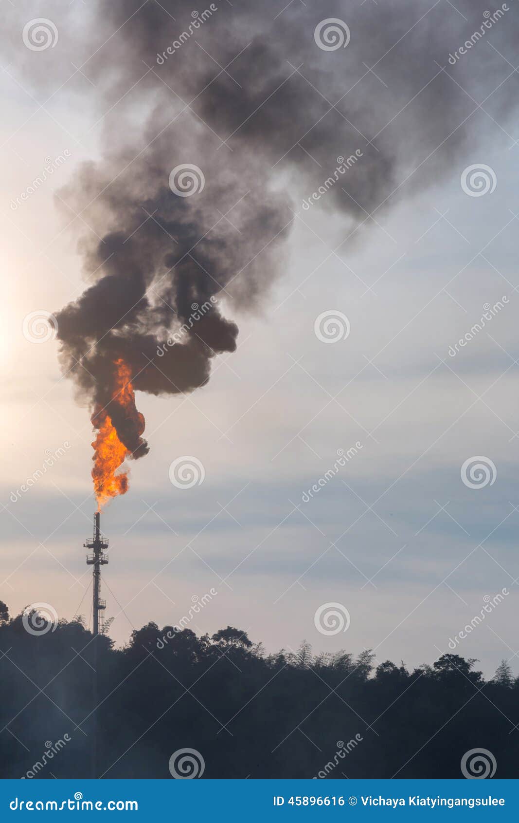 Oil Distillation Tower with Polution Stock Photo - Image of smog ...