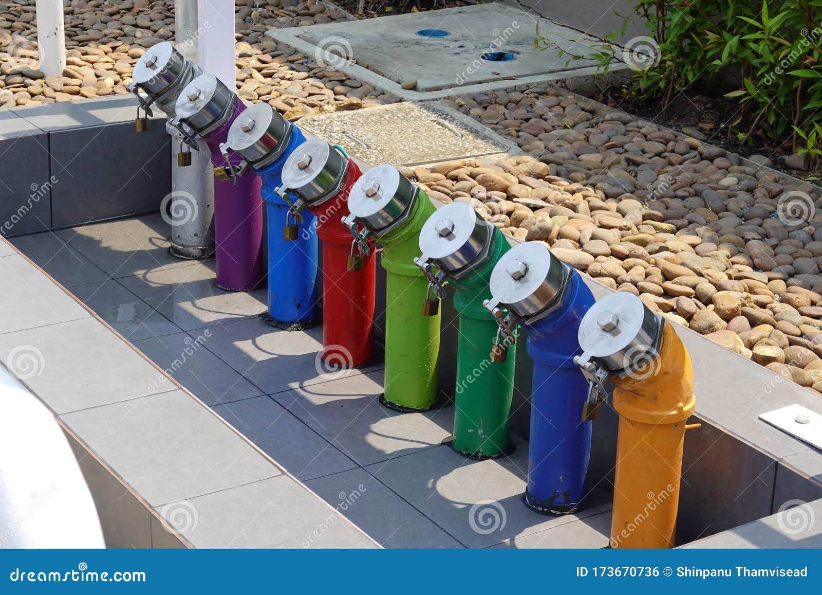 Oil Distribution Pipe in Service Station. Colorful Pipe for Classify of ...