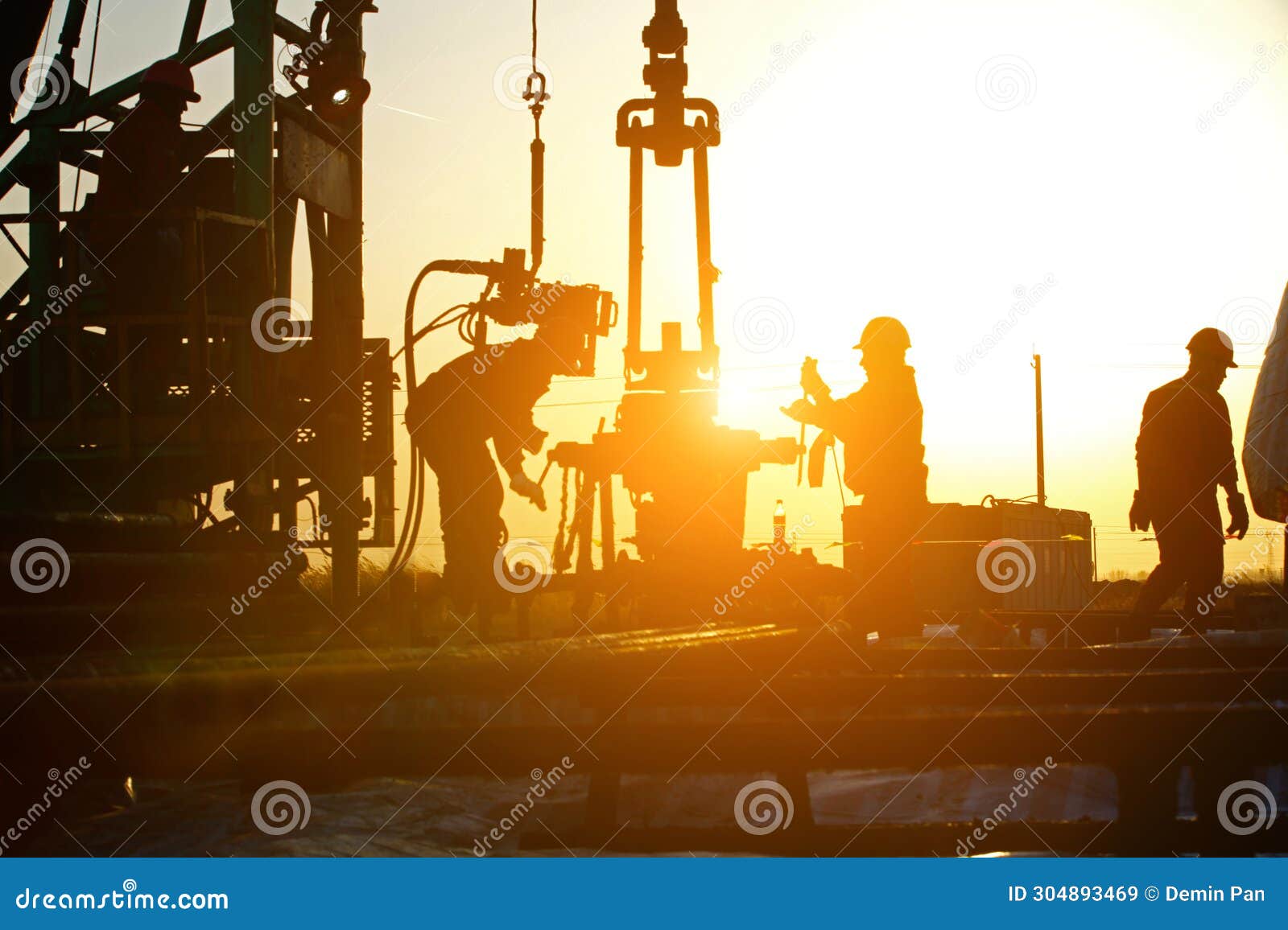Oil Drilling Exploration, the Oil Workers are Working Stock Image ...