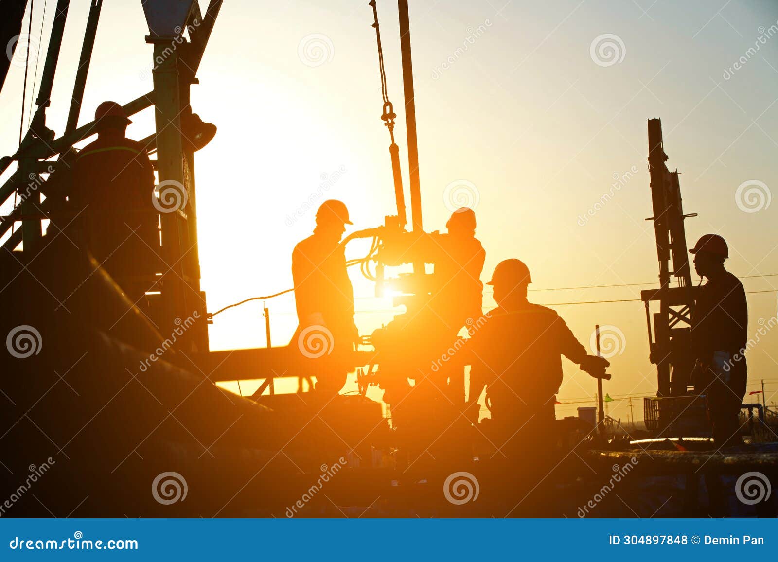 Oil Drilling Exploration, the Oil Workers are Working Stock Photo ...