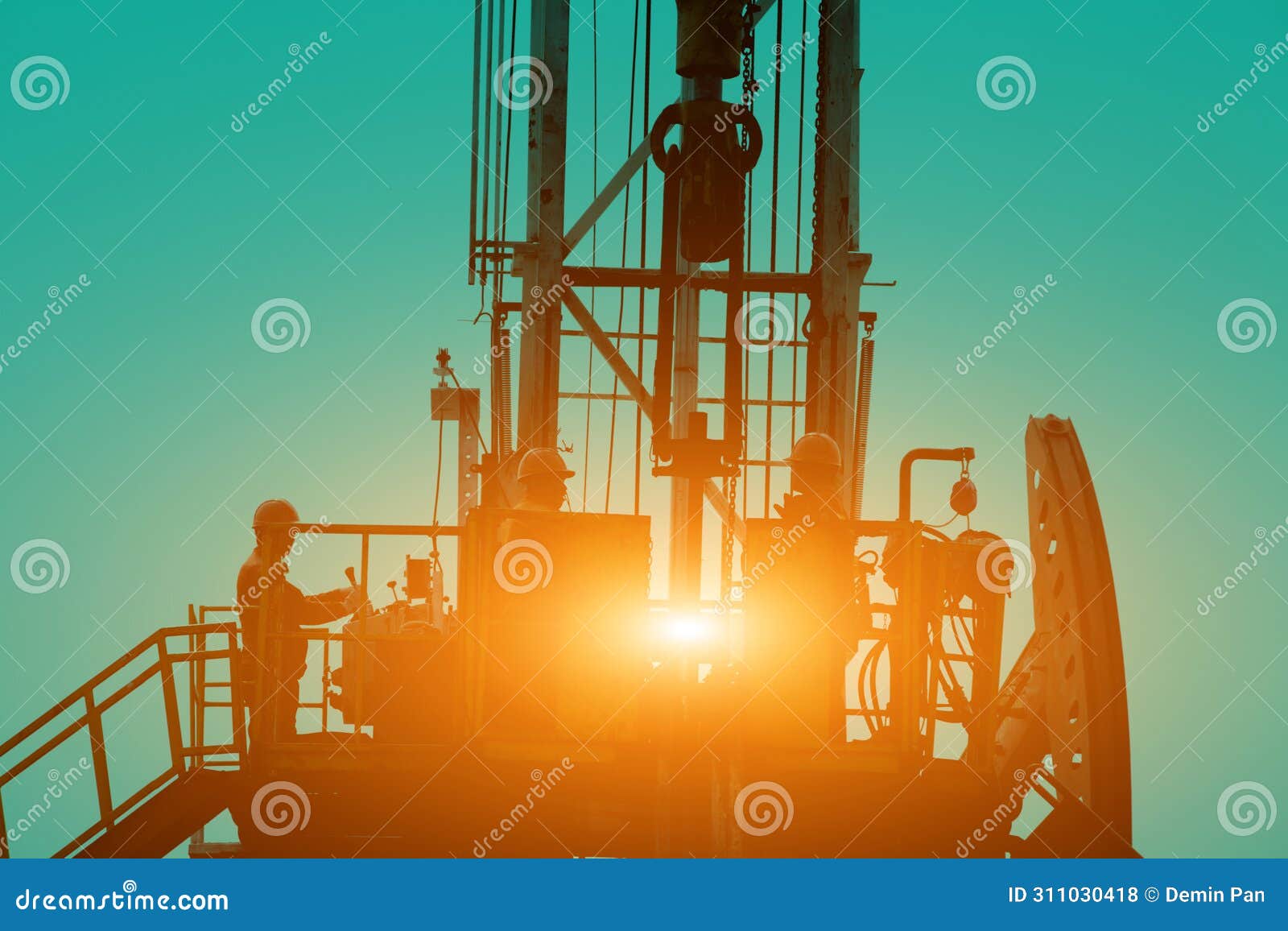 Oil Drilling Exploration, the Oil Workers are Working Stock Photo ...