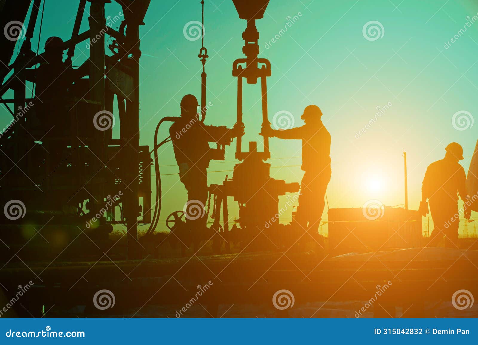 Oil Drilling Exploration, the Oil Workers are Working Stock Photo ...