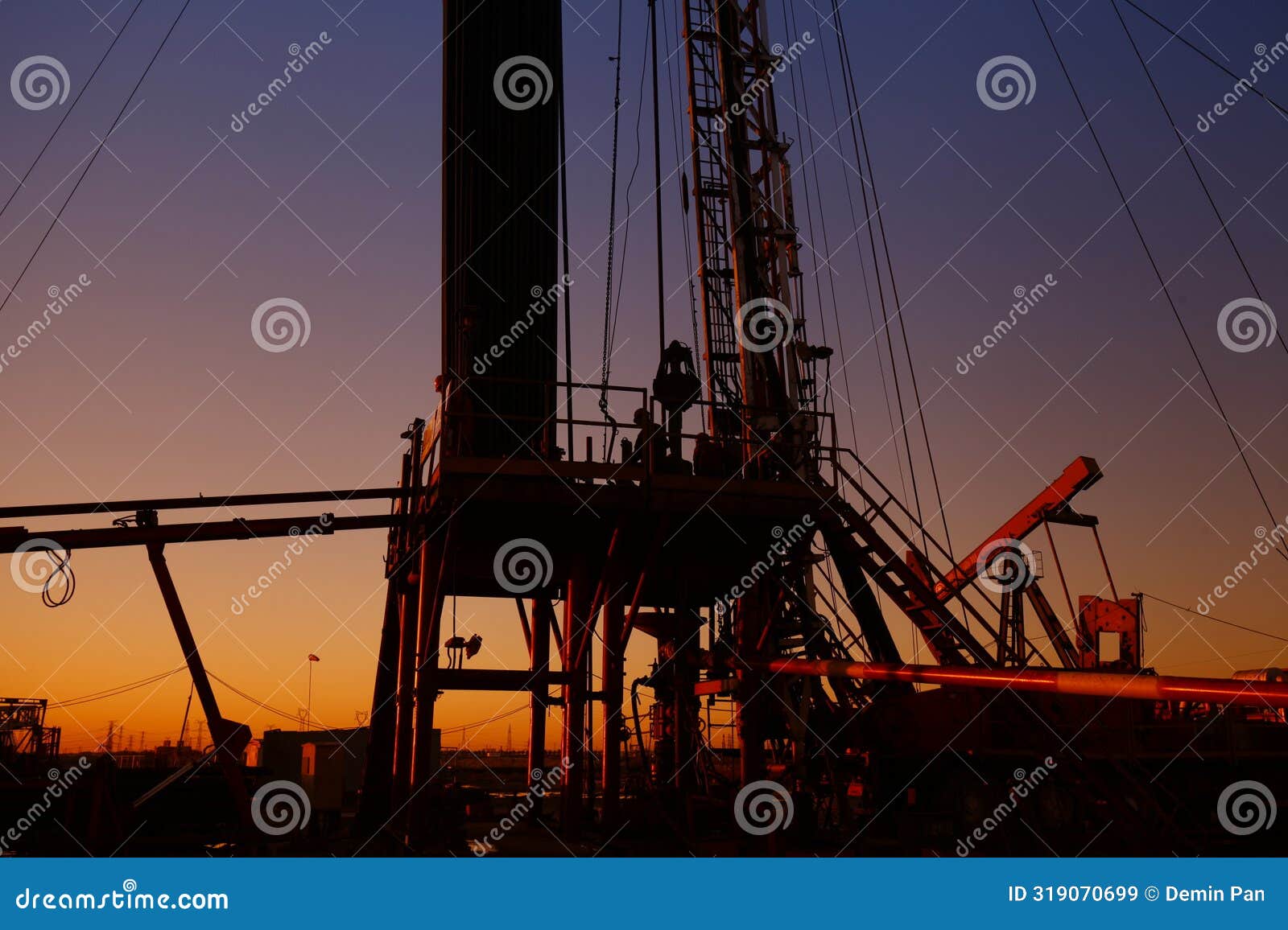Oil Drilling Exploration, the Oil Workers are Working Stock Image ...