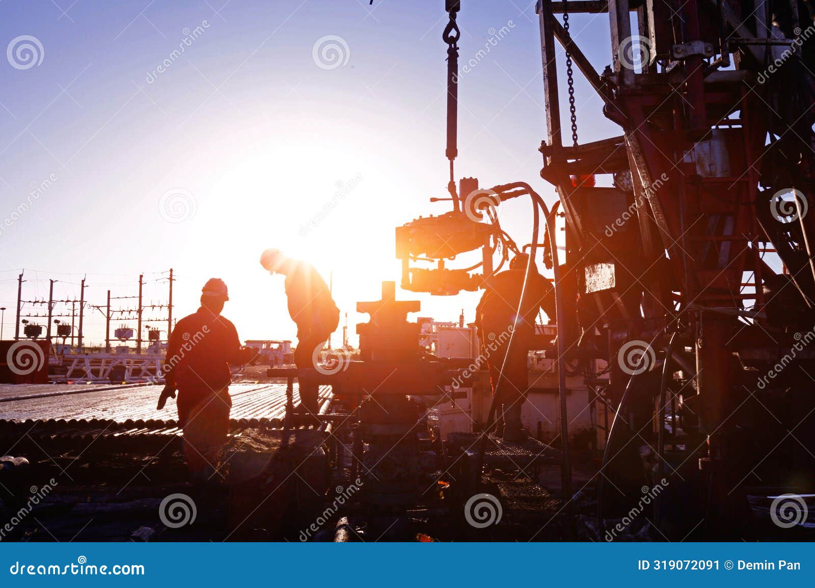 Oil Drilling Exploration, the Oil Workers are Working Stock Image ...