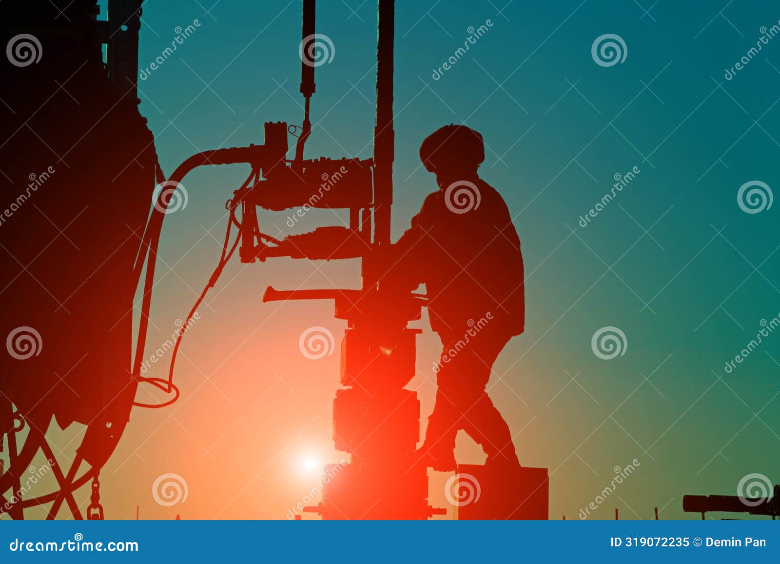 Oil Drilling Exploration, the Oil Workers are Working Stock Image ...