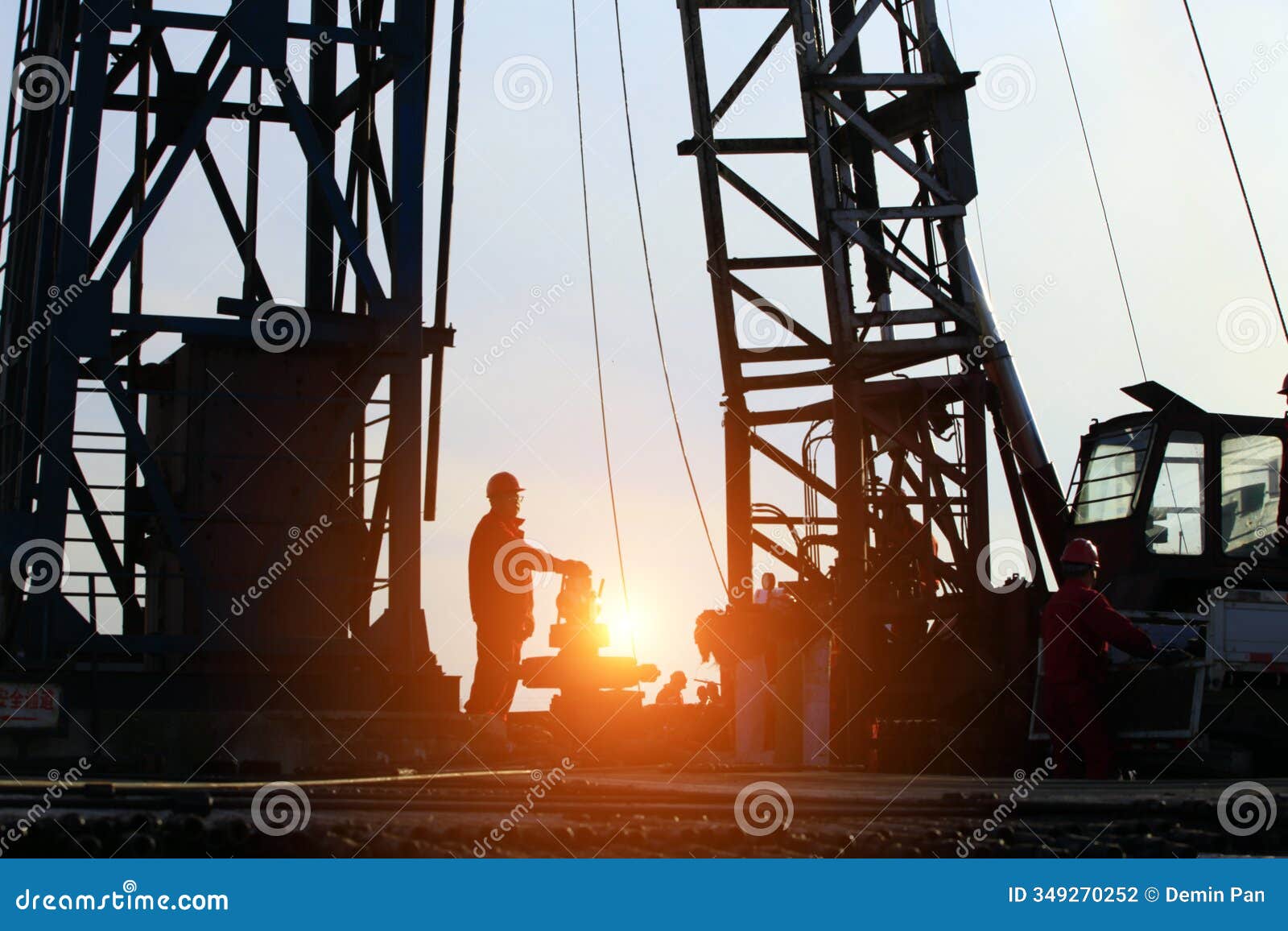 Oil Drilling Exploration, the Oil Workers are Working Stock Photo ...