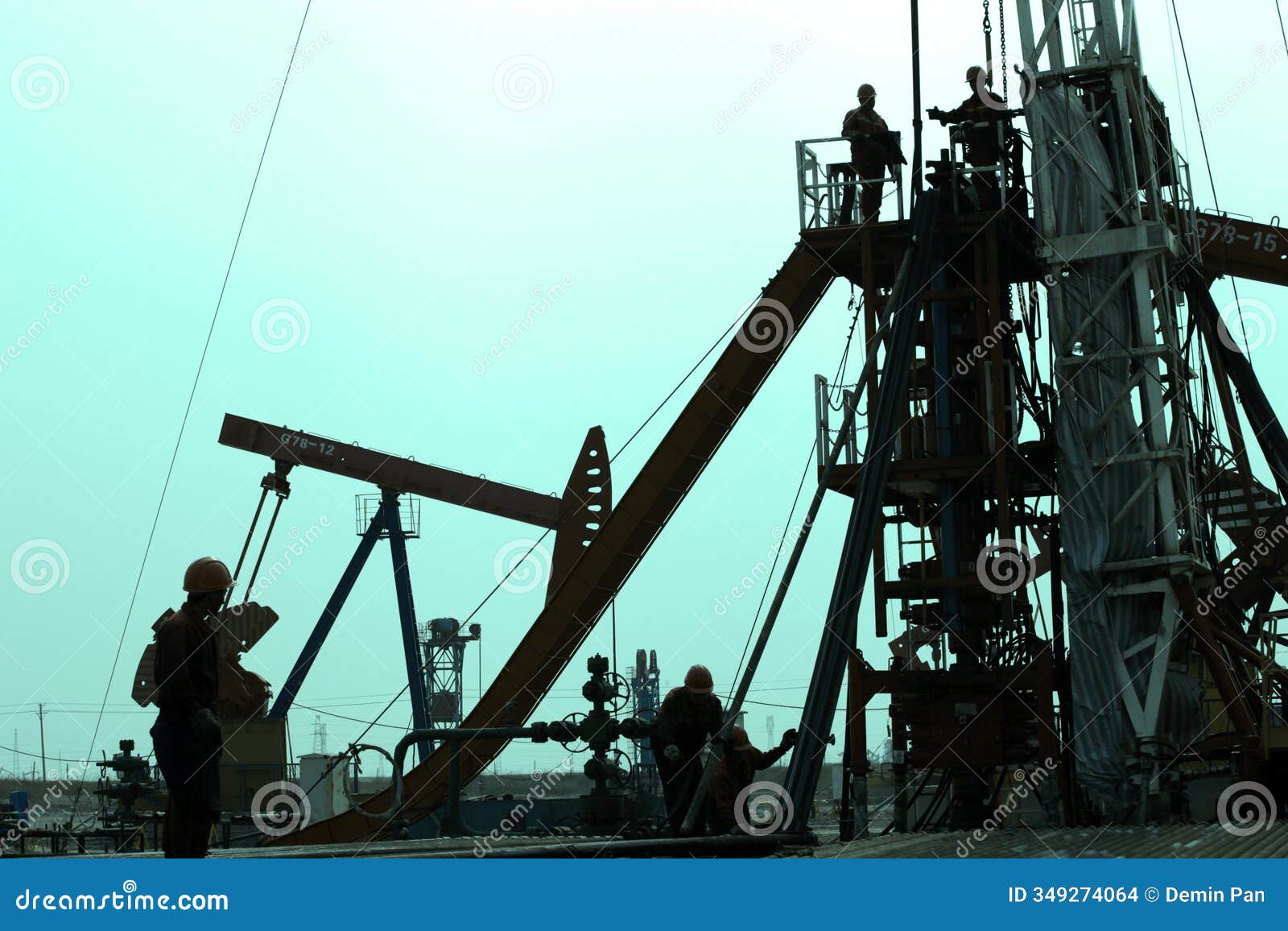 Oil Drilling Exploration, the Oil Workers are Working Stock Photo ...