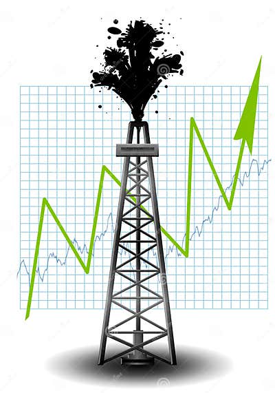 Oil Drilling Rig with Chart Arrow Stock Illustration - Illustration of ...